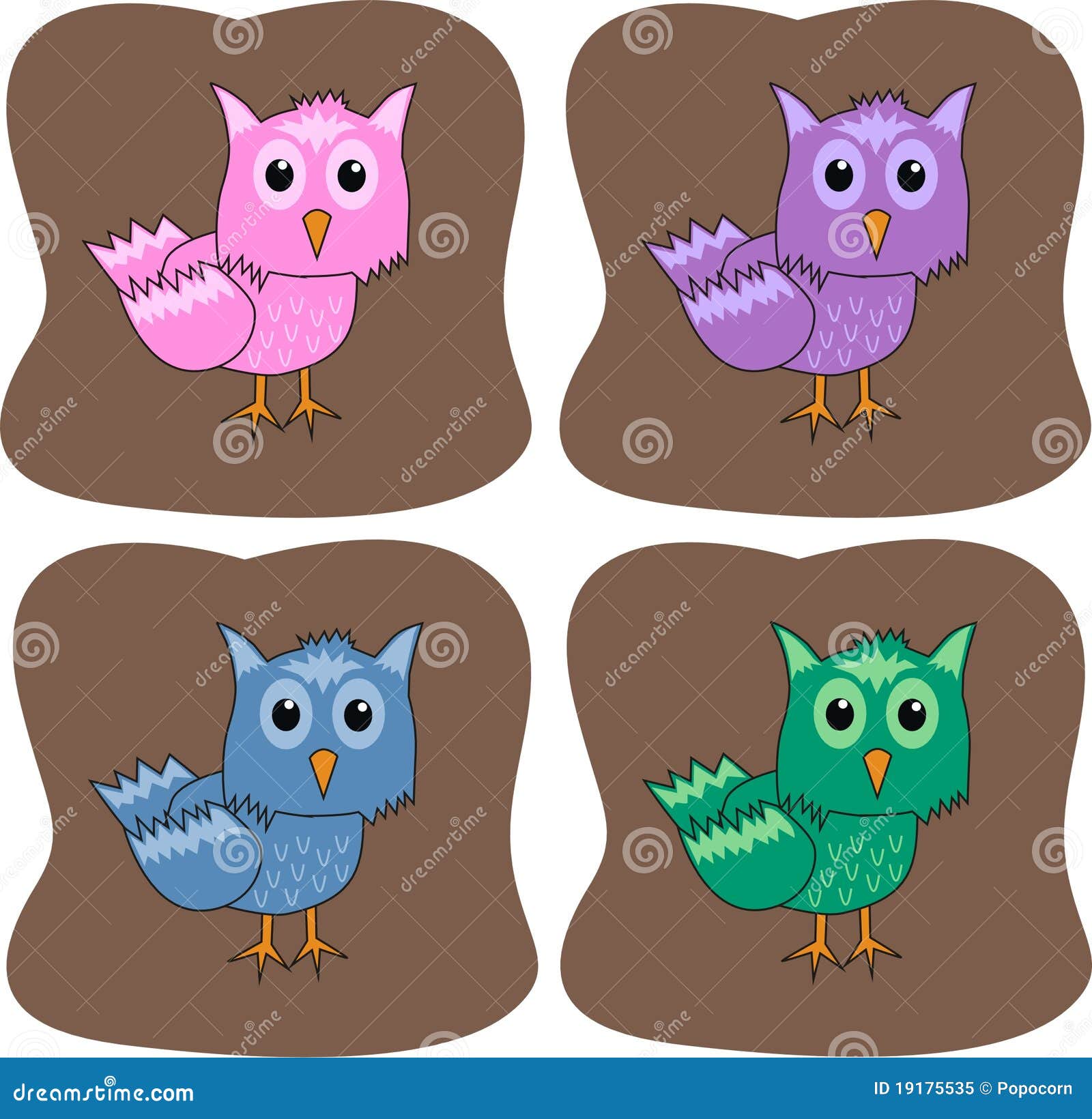 Buhos coloridos ilustración del vector. Ilustración de animales - 19175535
