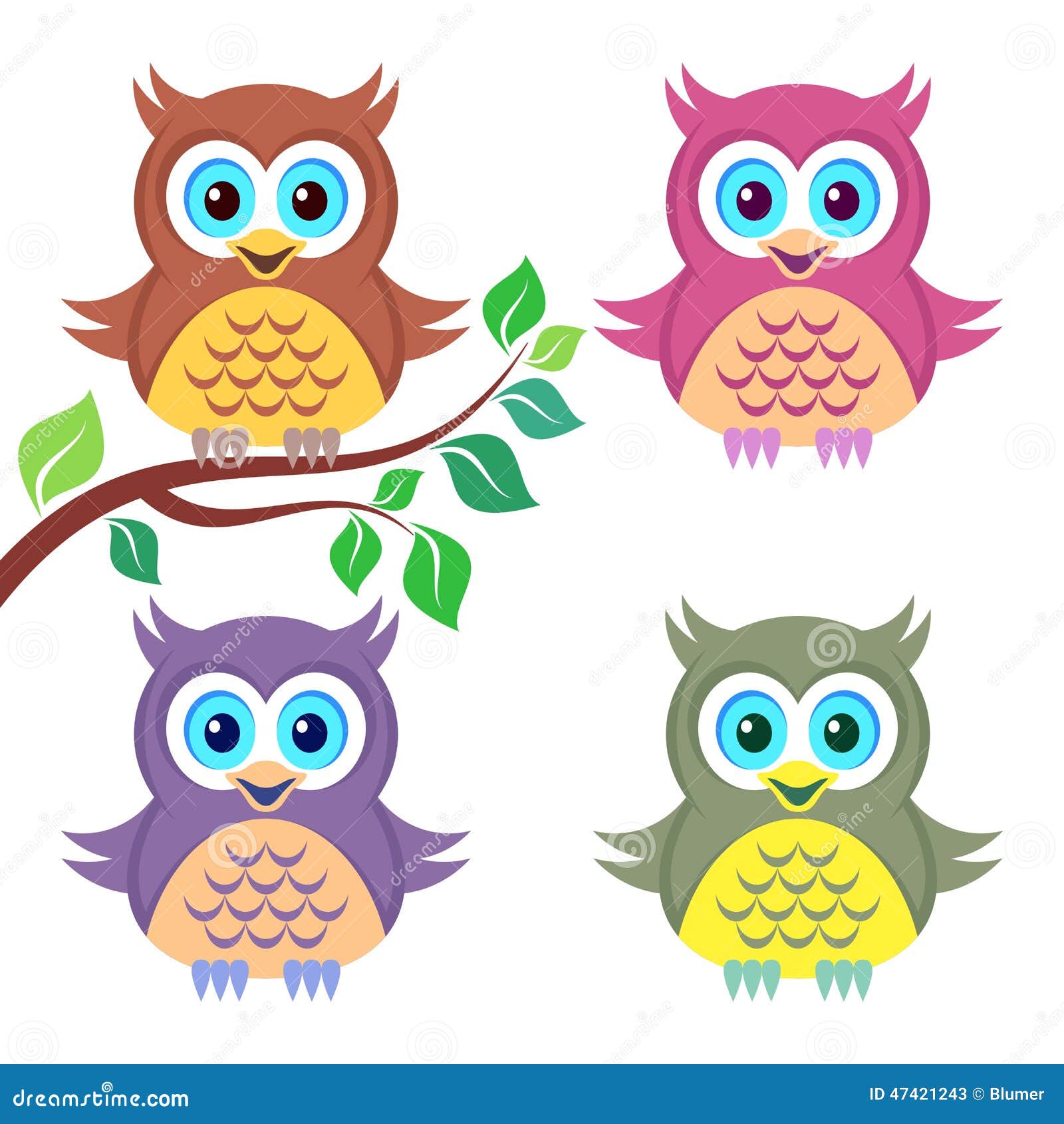 Buhos coloridos ilustración del vector. Ilustración de mascota - 47421243