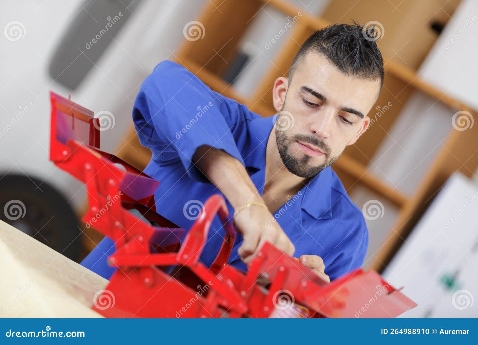 Buider Using Toolbox at Site Stock Photo - Image of handle, choice: 264988910