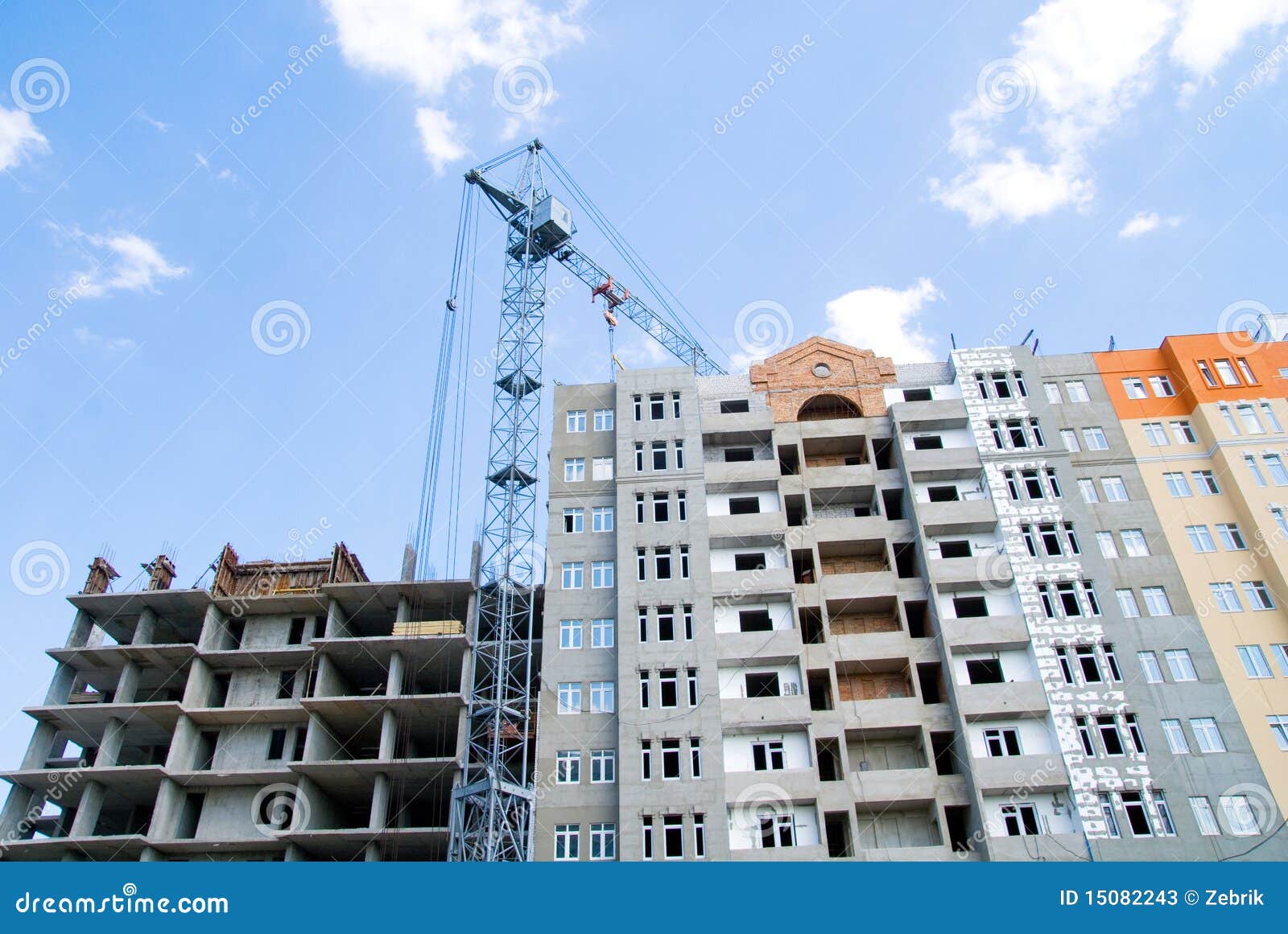 Buiding Housing Complex Construction Crane Stock Image - Image of ...