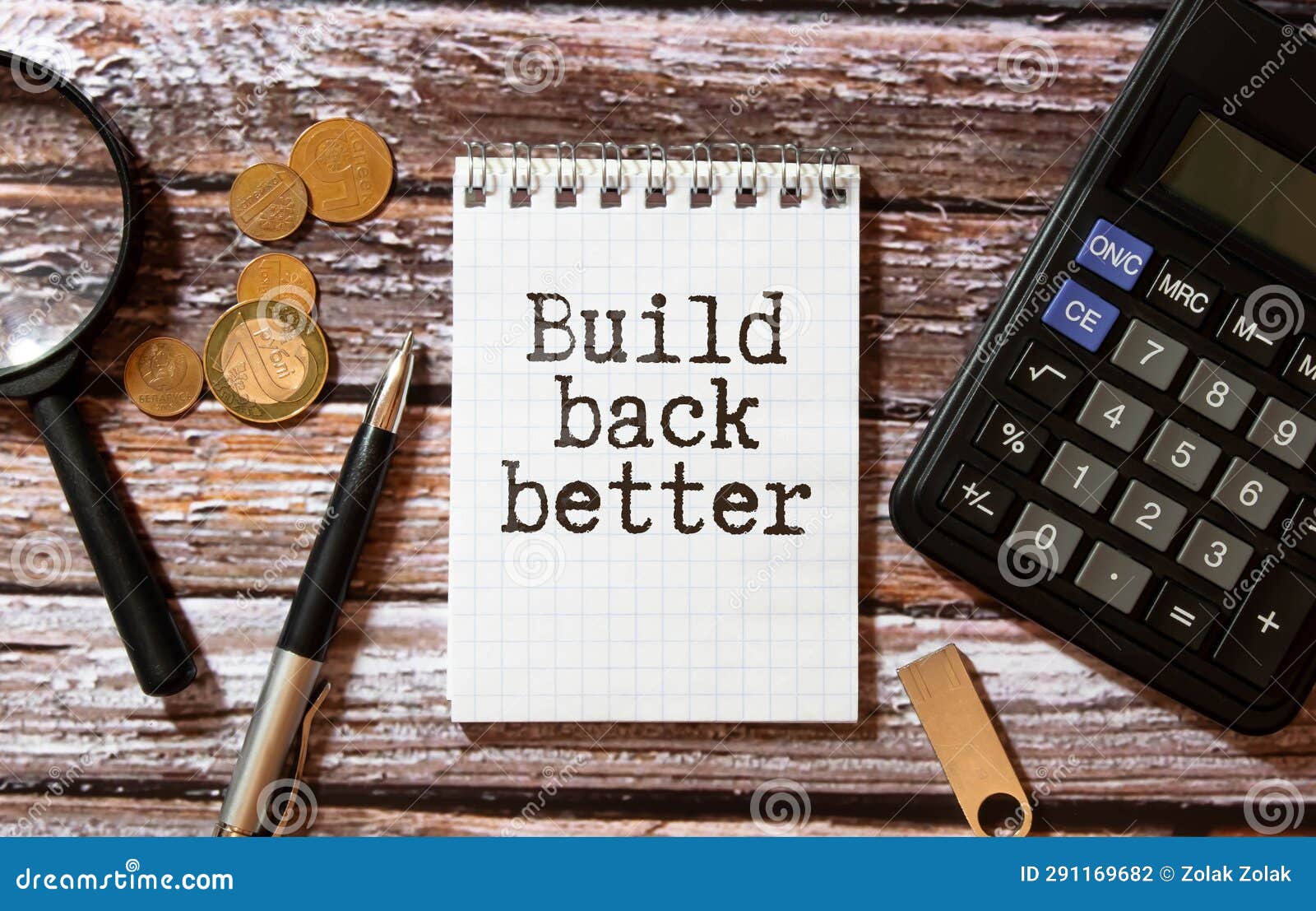 Build Back Better Text on a Notepad Page on a Gray Background Near ...