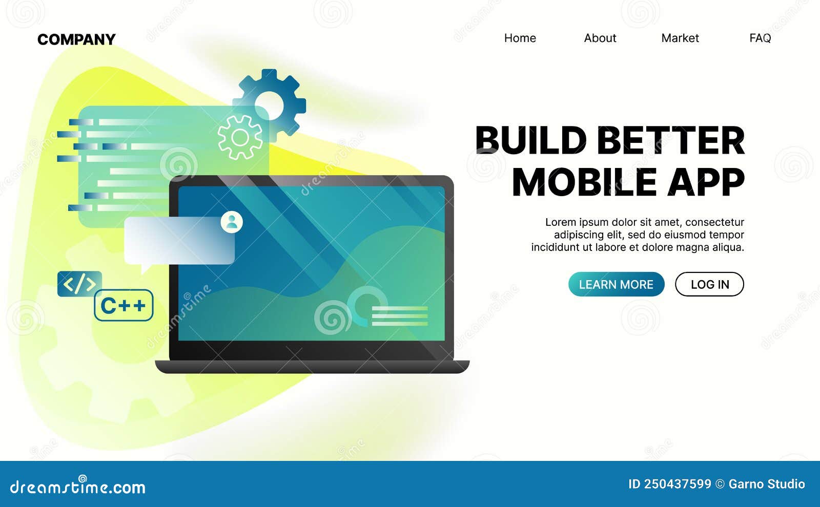 Build Better Mobile App. Landing Page for Website Stock Vector ... Build Better Mobile App. Landing Page for Website Stock Vector ...