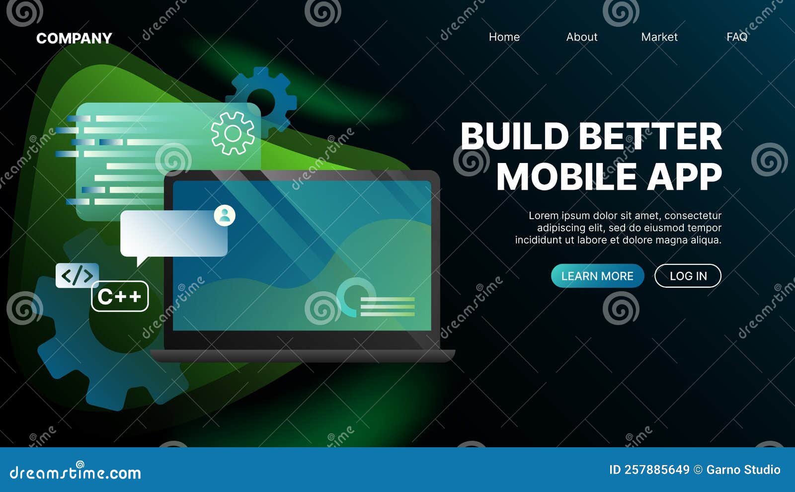 Build Better Mobile App. Landing Page for Website Stock Vector ...