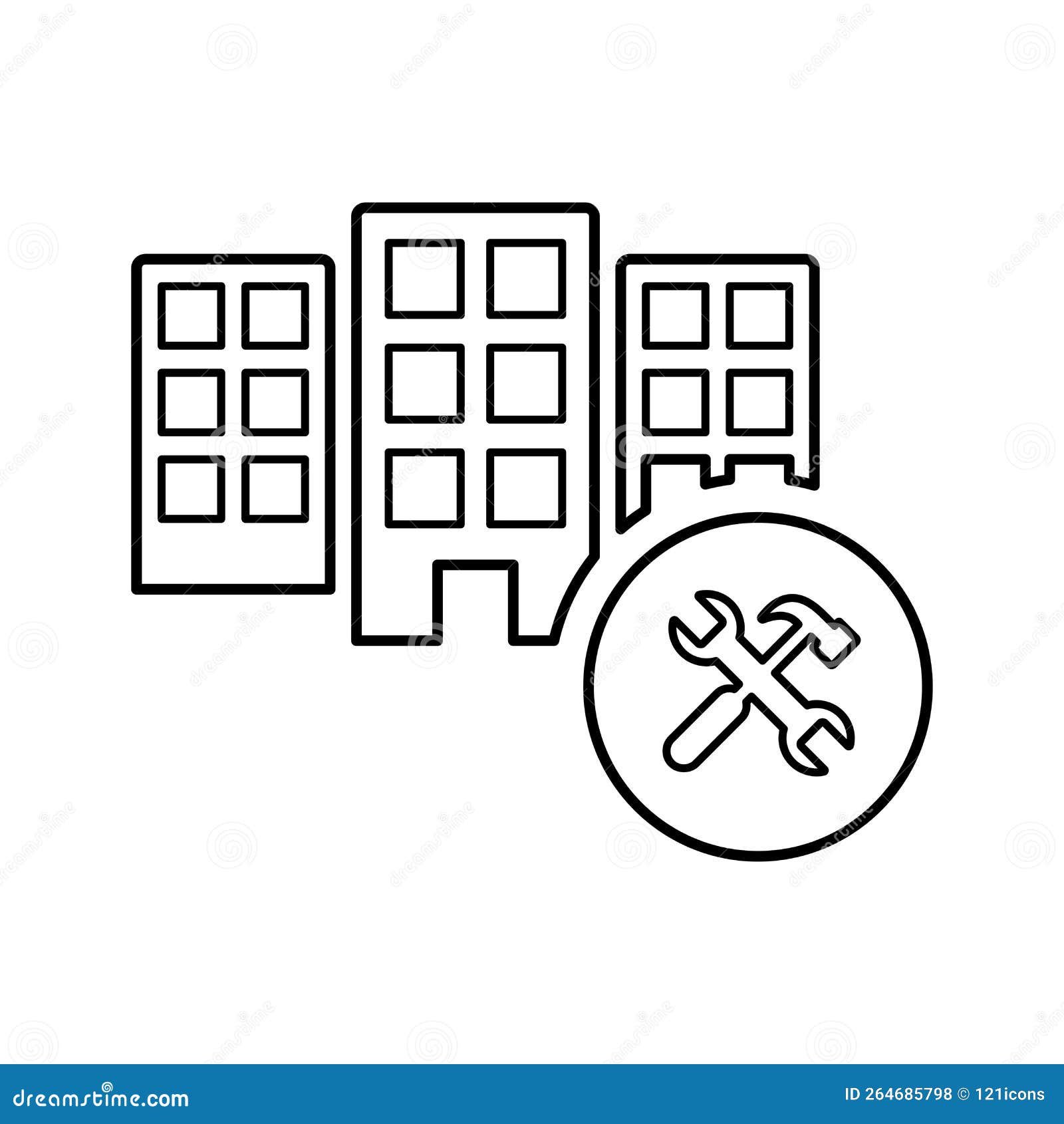 Build, Building Outline Icon. Line Art Vector Stock Illustration ...