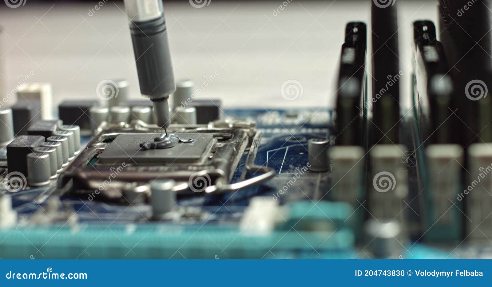 Build Computer Concept. Close-up Shot of Applying Thermal Paste on Cpu ...