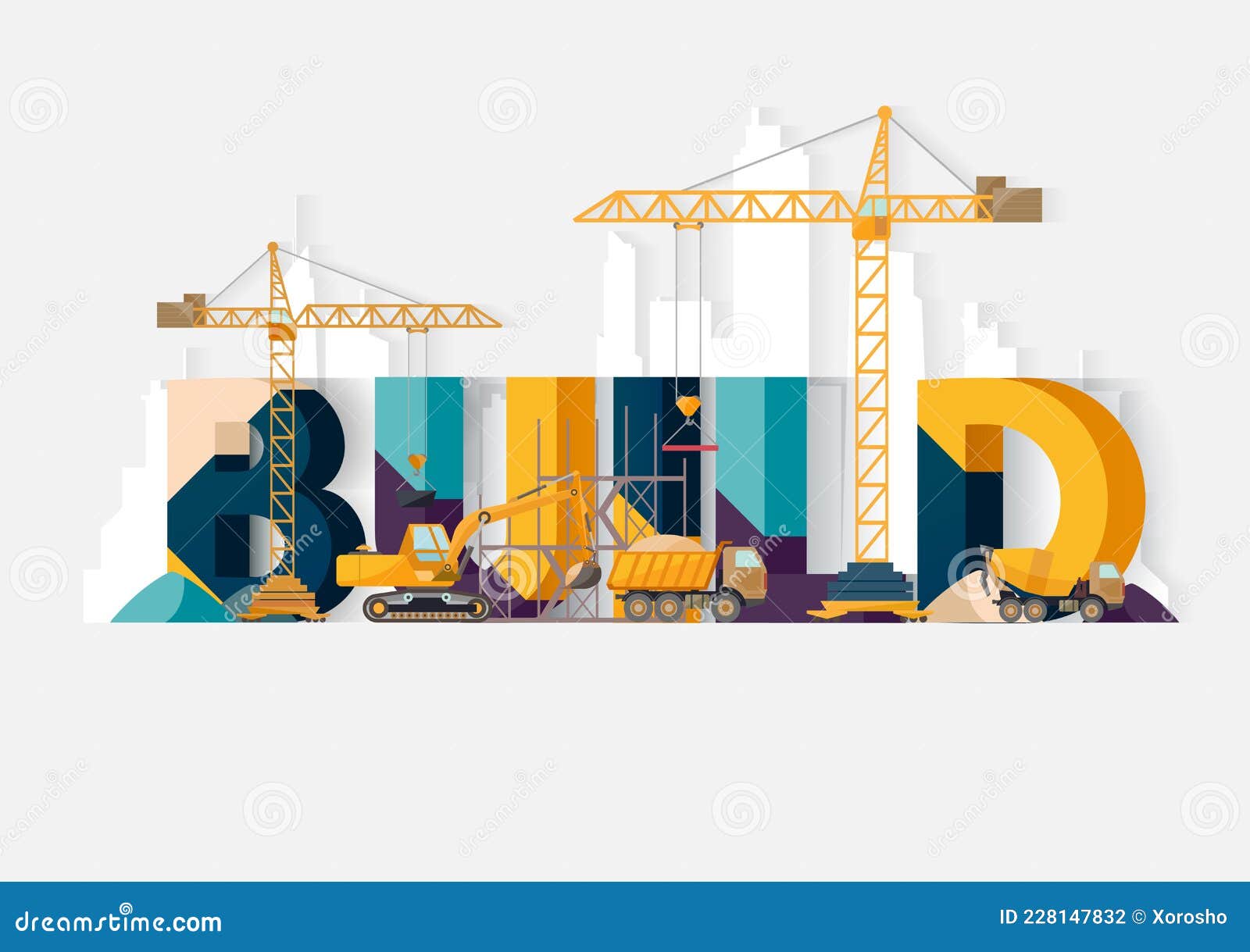 Build Concept Design. Typographic Illustrations Stock Vector ...