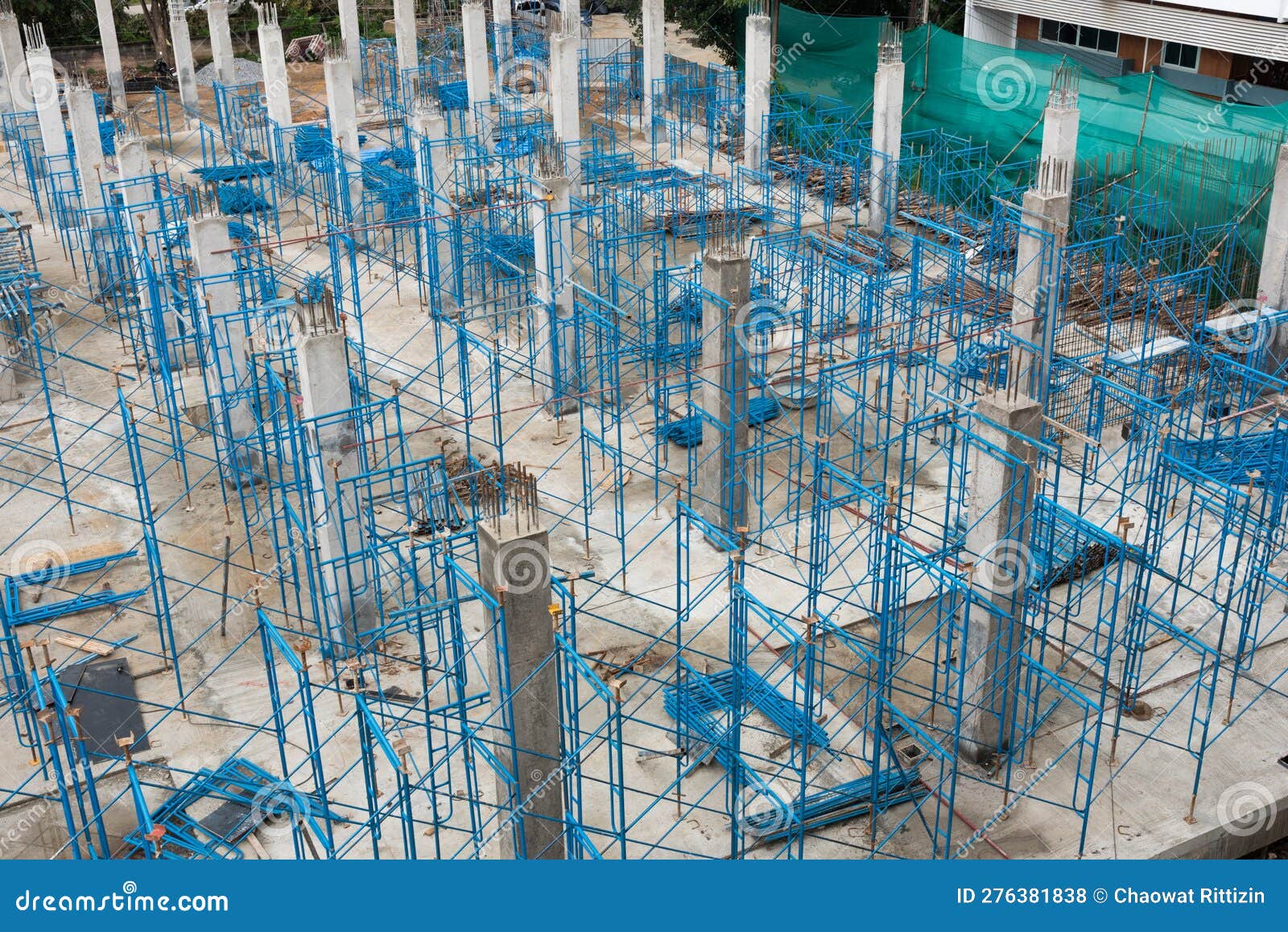 Build Construction with Steel Scaffolding Around Raw Structure Stock ...