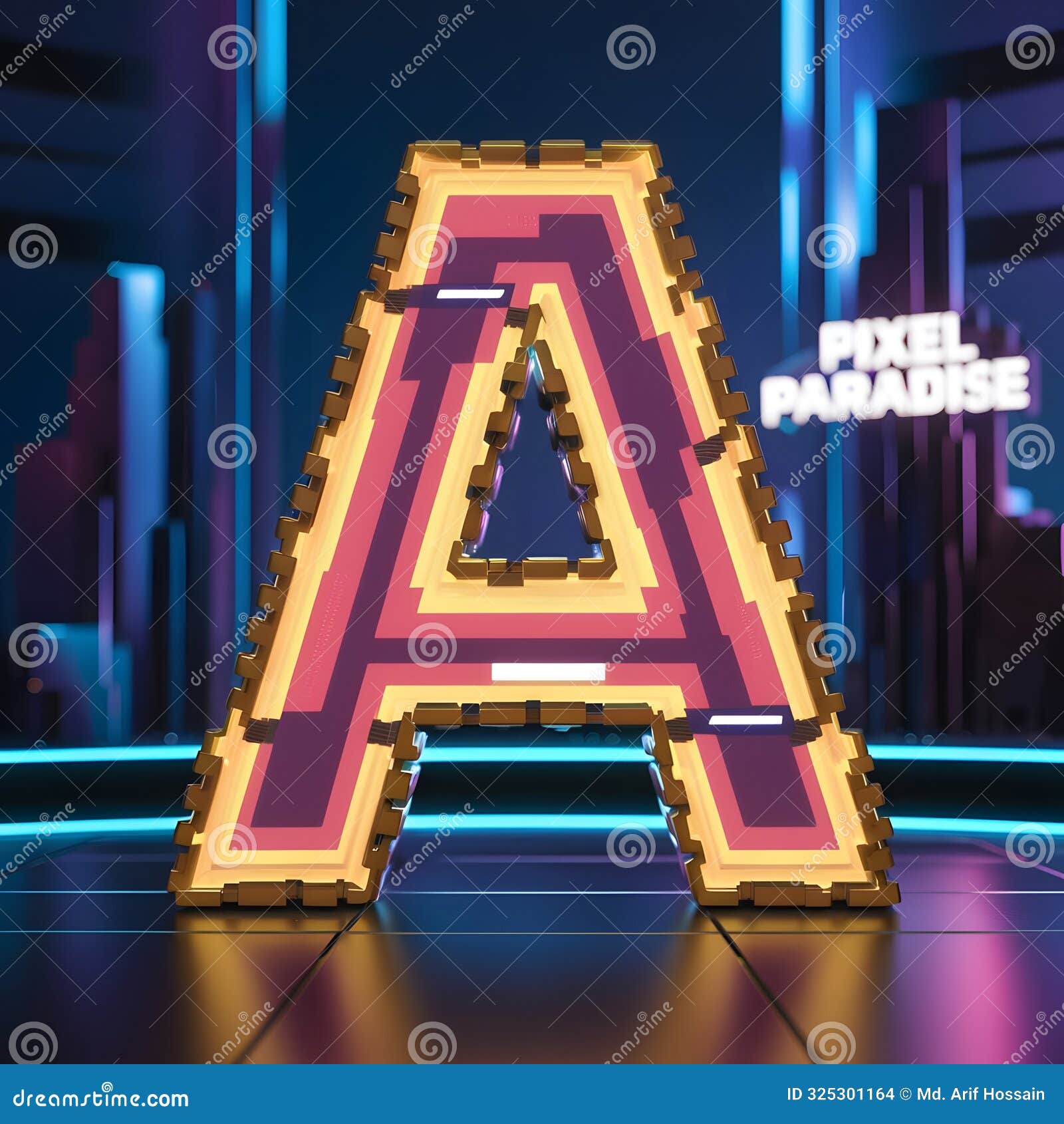 3D Render Letter a with a Pixelated Design Ai Generated Image Stock ...