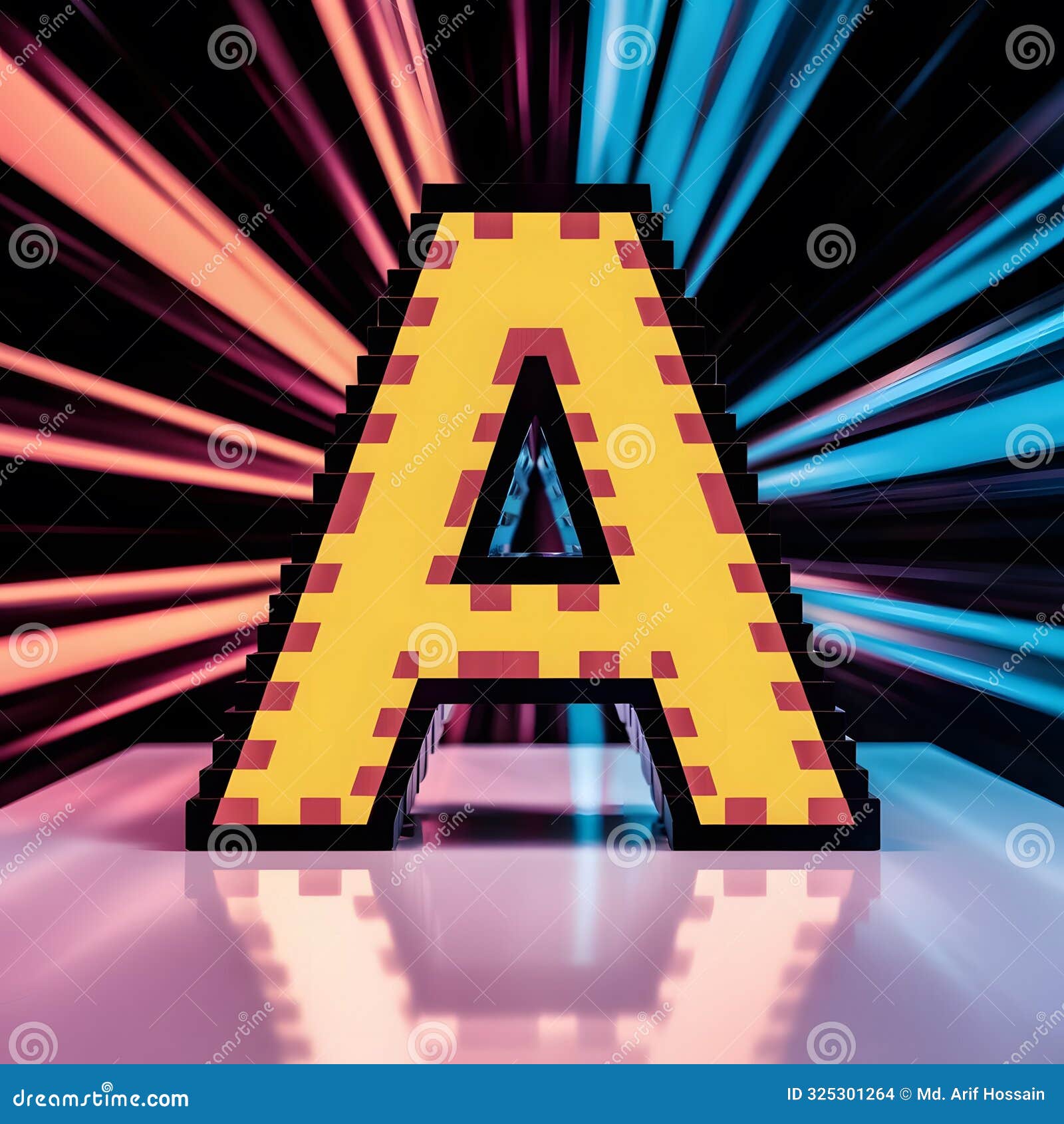 3D Render Letter a with a Pixelated Design Ai Generated Image Stock ...