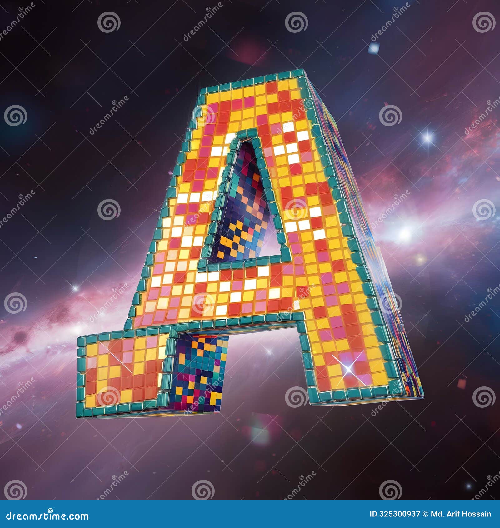 3D Render Letter a with a Pixelated Design Ai Generated Image Stock ...