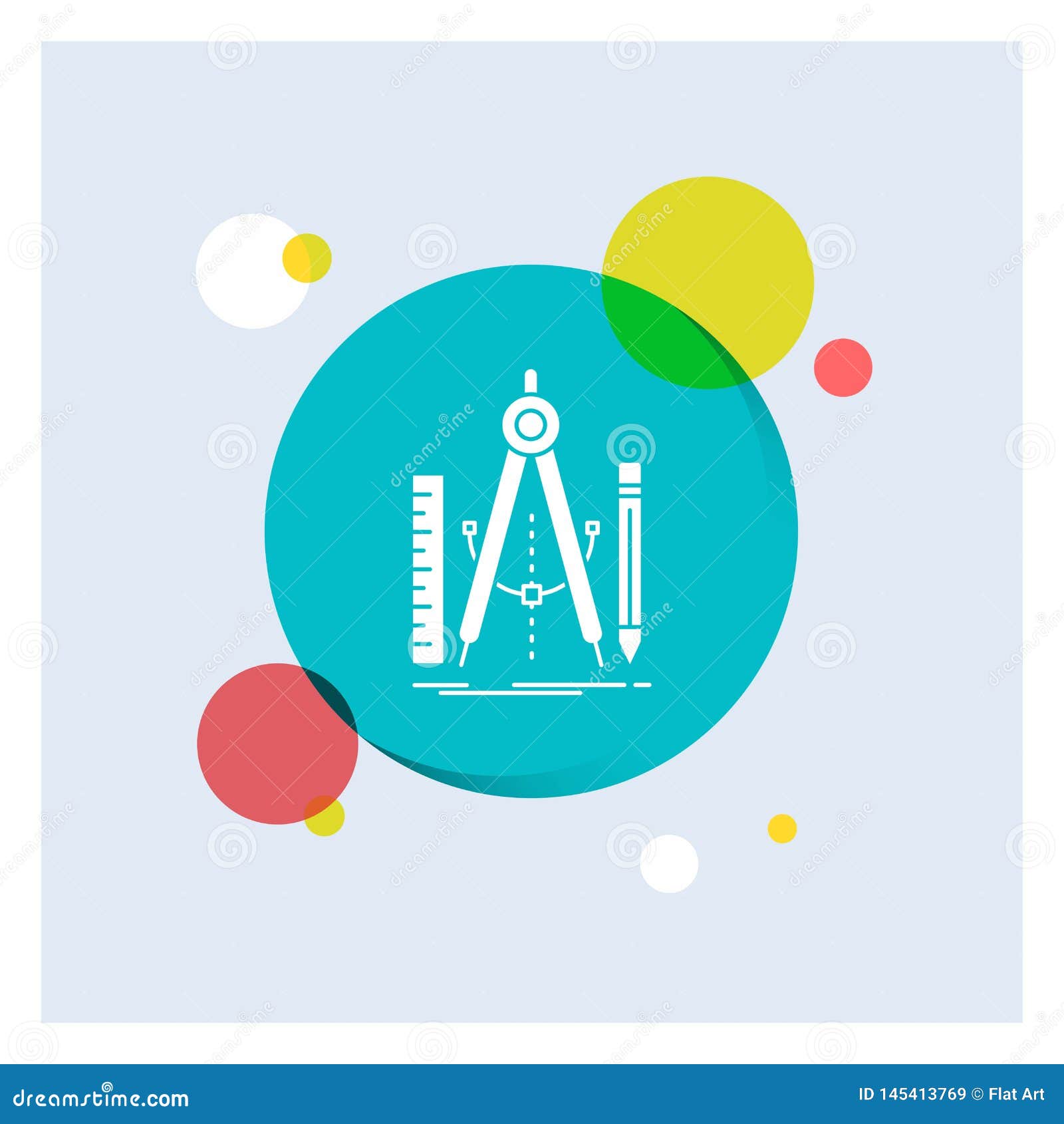 Build, Design, Geometry, Math, Tool White Glyph Icon Colorful Circle ...