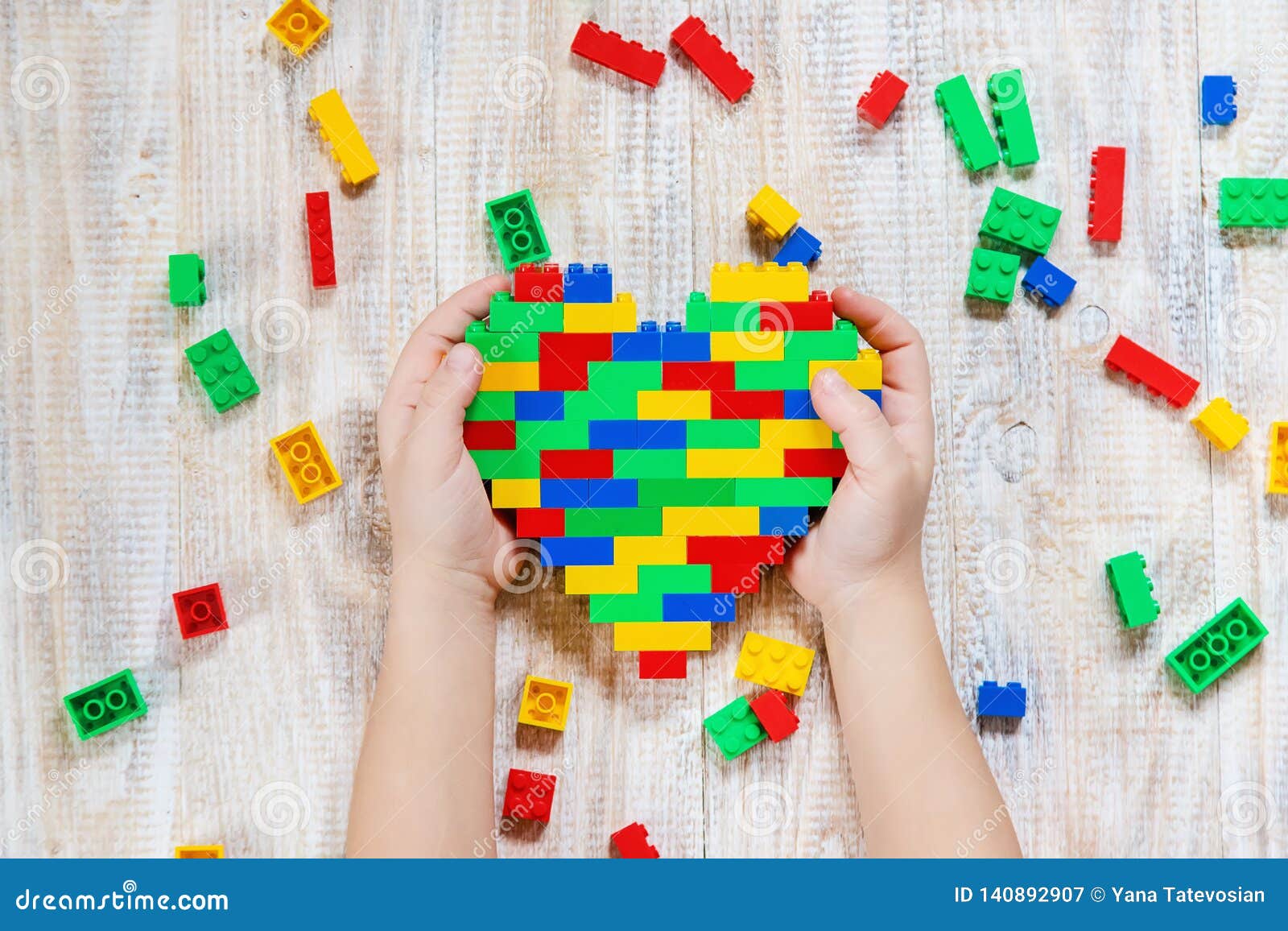 Build A Designer Lego Heart. Selective Background Stock Image - Image ...