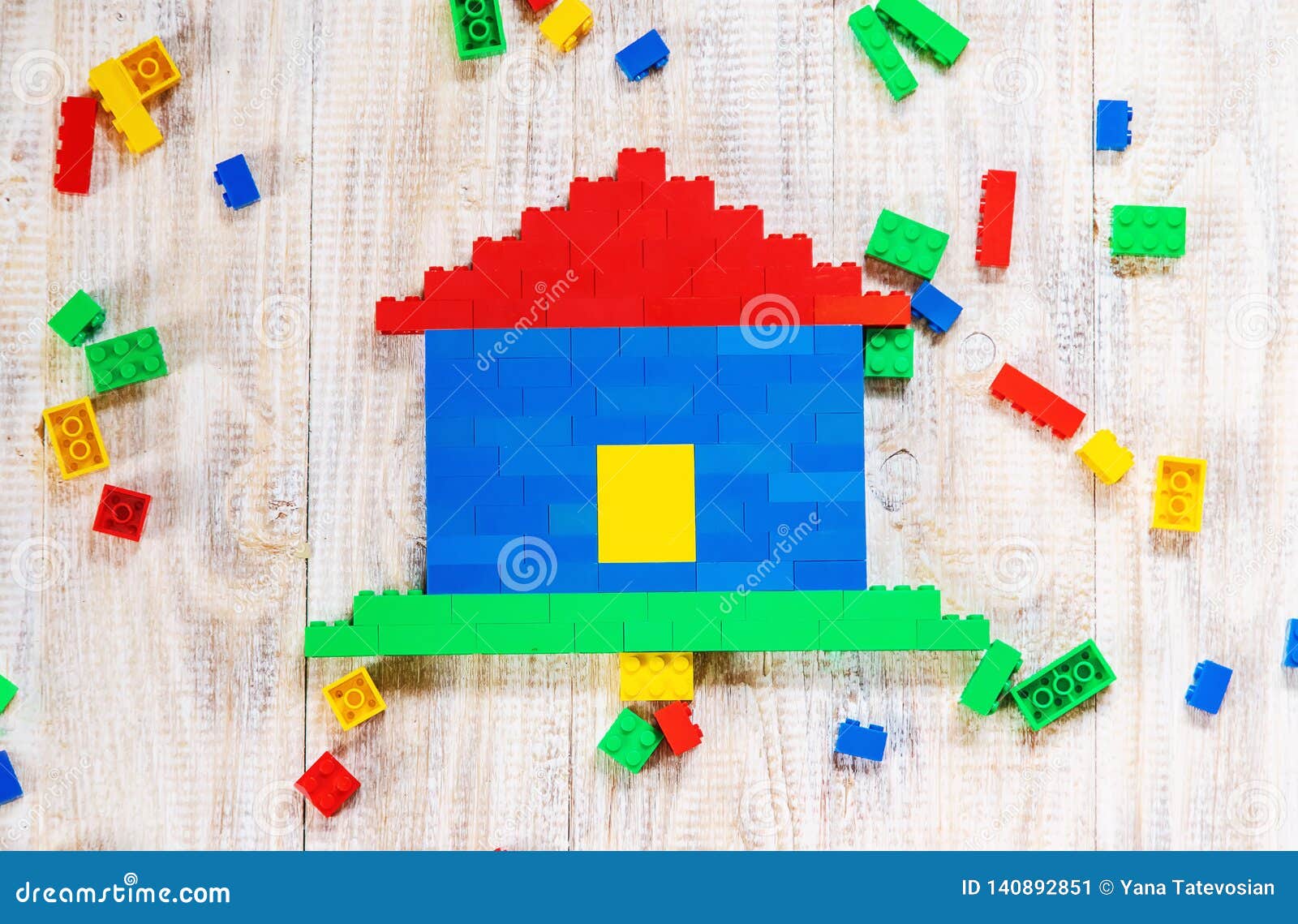 Build a Designer Lego House. Selective Background Stock Image - Image ...