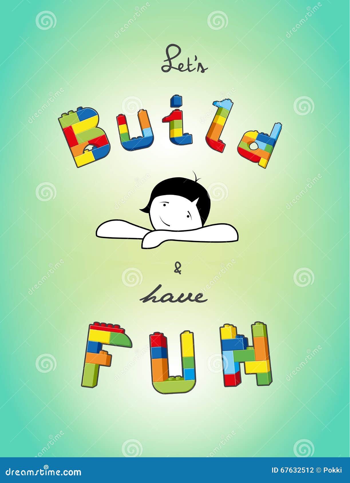 Build and Have Fun Text Created from Bricks. Stock Vector ...