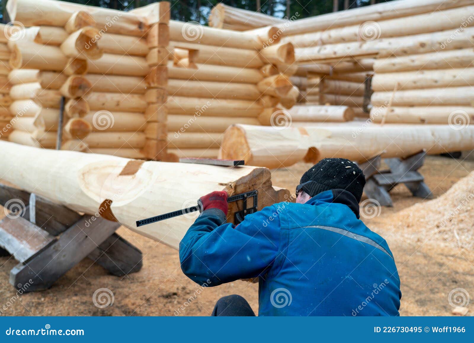 Build a House from Logs. Preparation of Logs for the Assembly of the ...