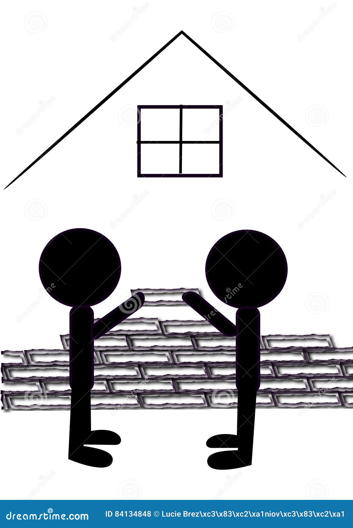 Build a house stock illustration. Illustration of help - 84134848
