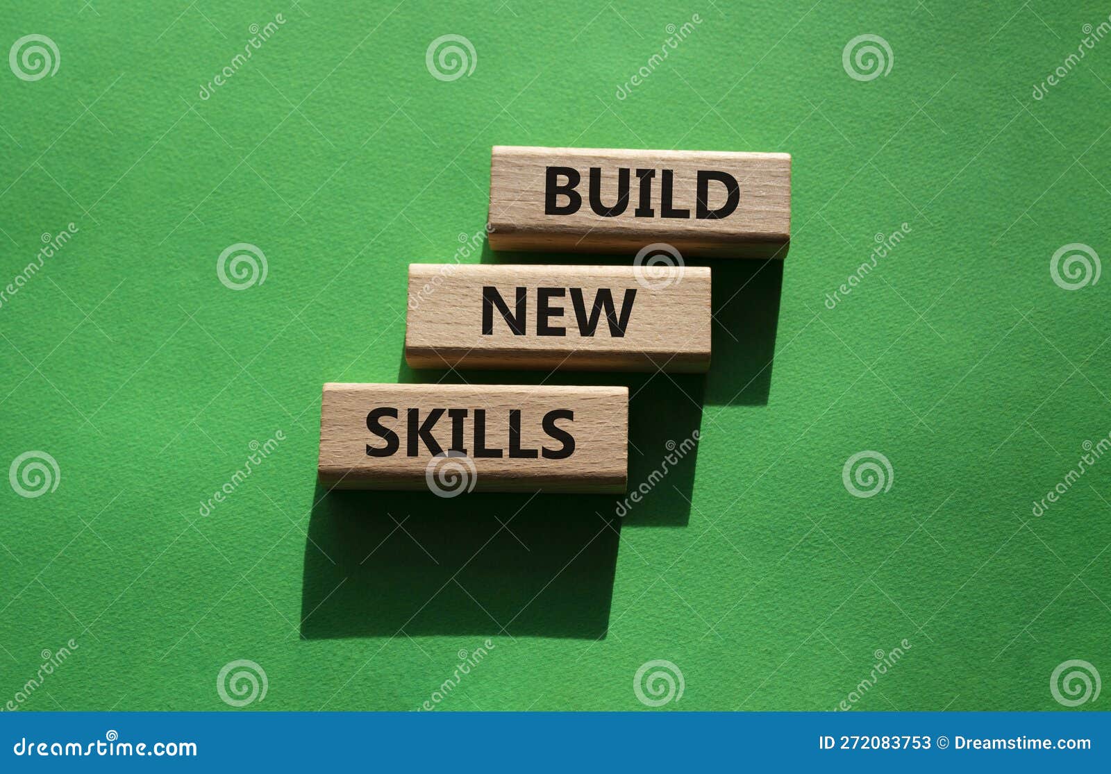 Build New Skills Symbol Concept Word Build New Skills On Wooden Blocks