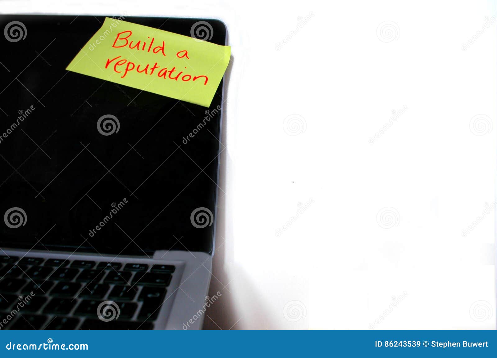 Build a Reputation Memo Stuck To Computer Stock Image - Image of groom ...