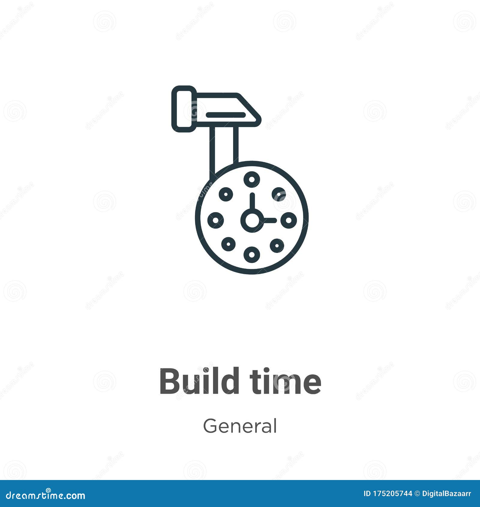 Build Time Outline Vector Icon. Thin Line Black Build Time Icon, Flat ...