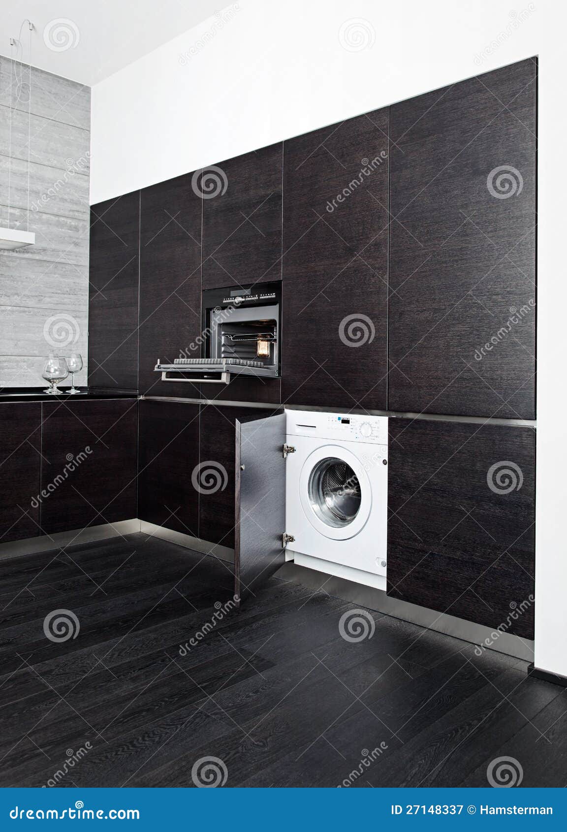 Build-in Washing Machine and Cooker Stock Image - Image of metal ...