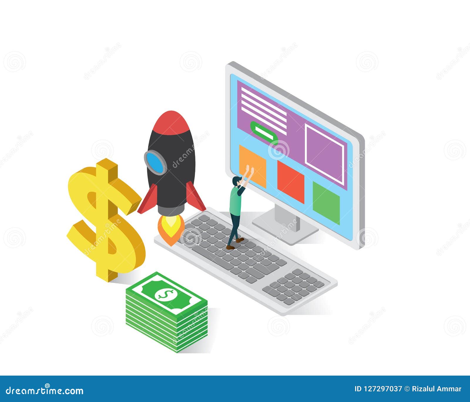 Build Website Isometric Icons Concept, Build Website Illustration ...