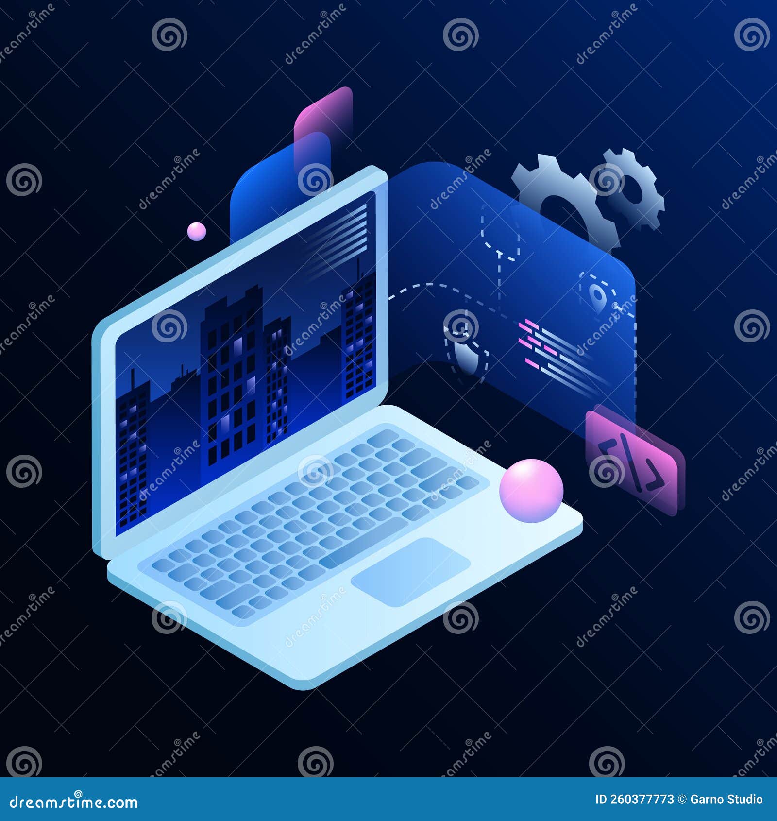 Build Your City in Metaverse Illustration. Creation Process Using a ...