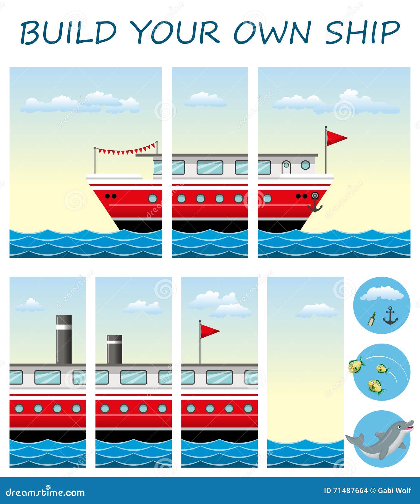 Build your own ship stock vector. Illustration of chimney - 71487664