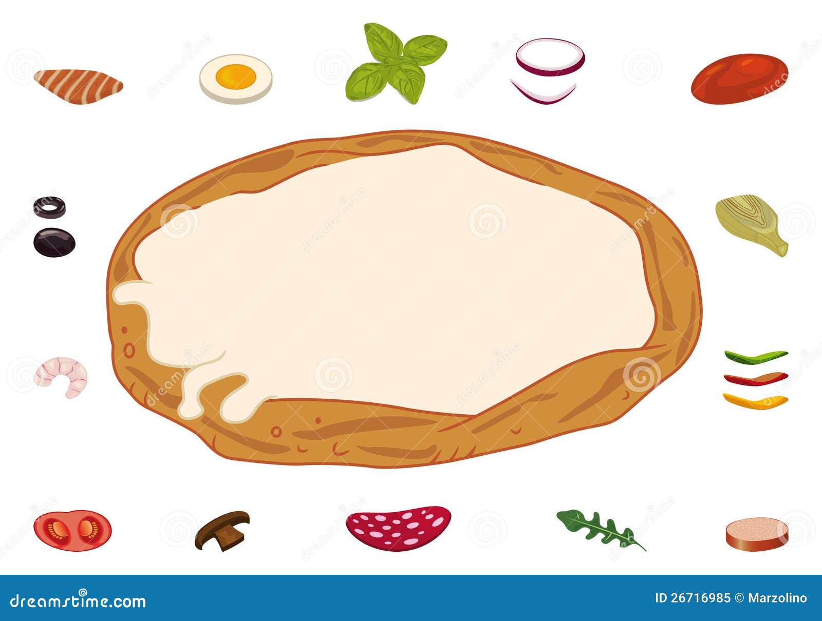 Build your pizza stock vector. Illustration of olive - 26716985