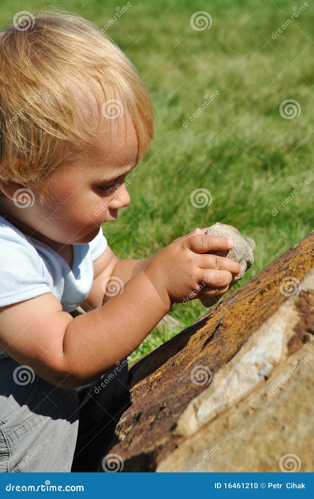 Child playing with stone stock photo. Image of cute, closeup - 16461210