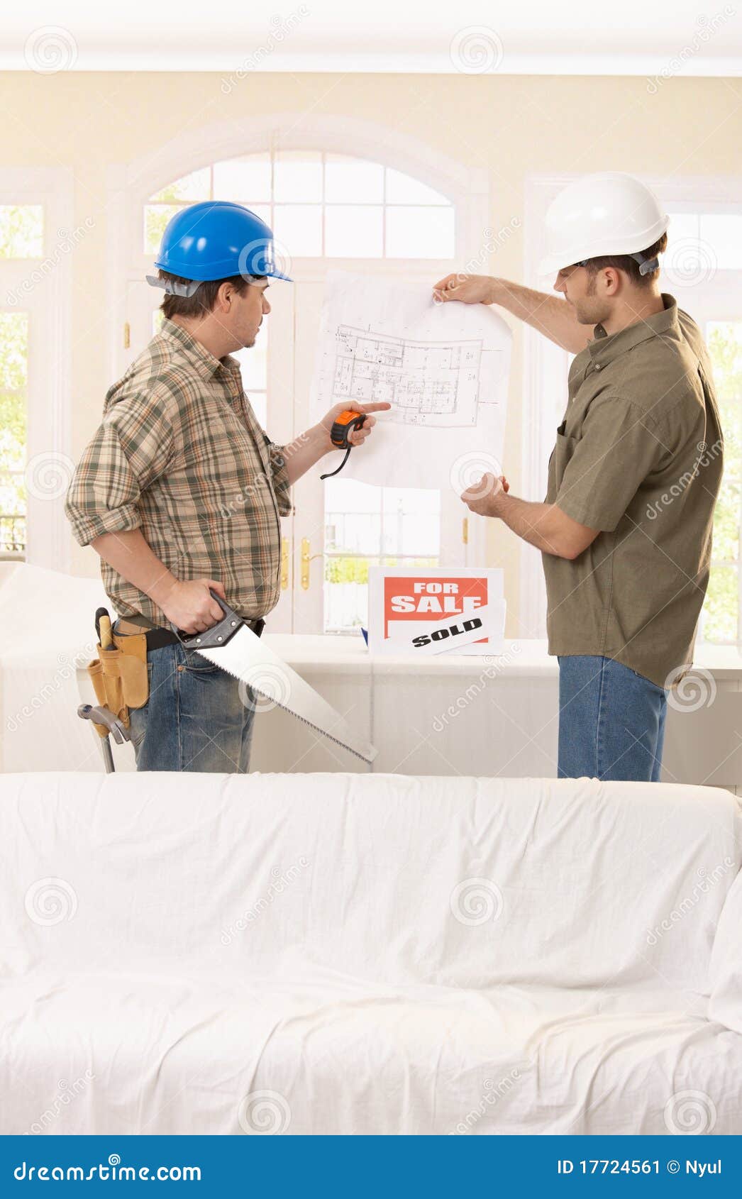 Builder and Architect in Discussion Stock Image - Image of ground ...