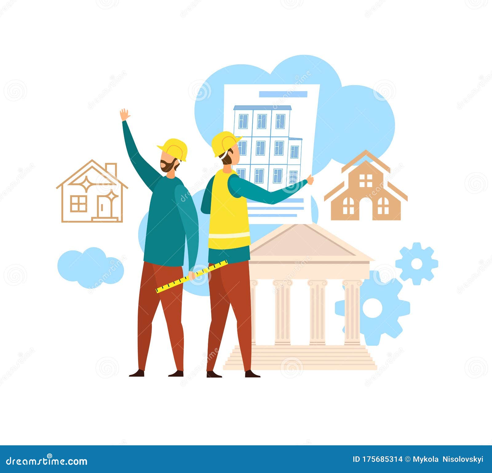 Architect Profession Set Of Vector Illustrations With Architects ... Architect Profession Set Of Vector Illustrations With Architects ...