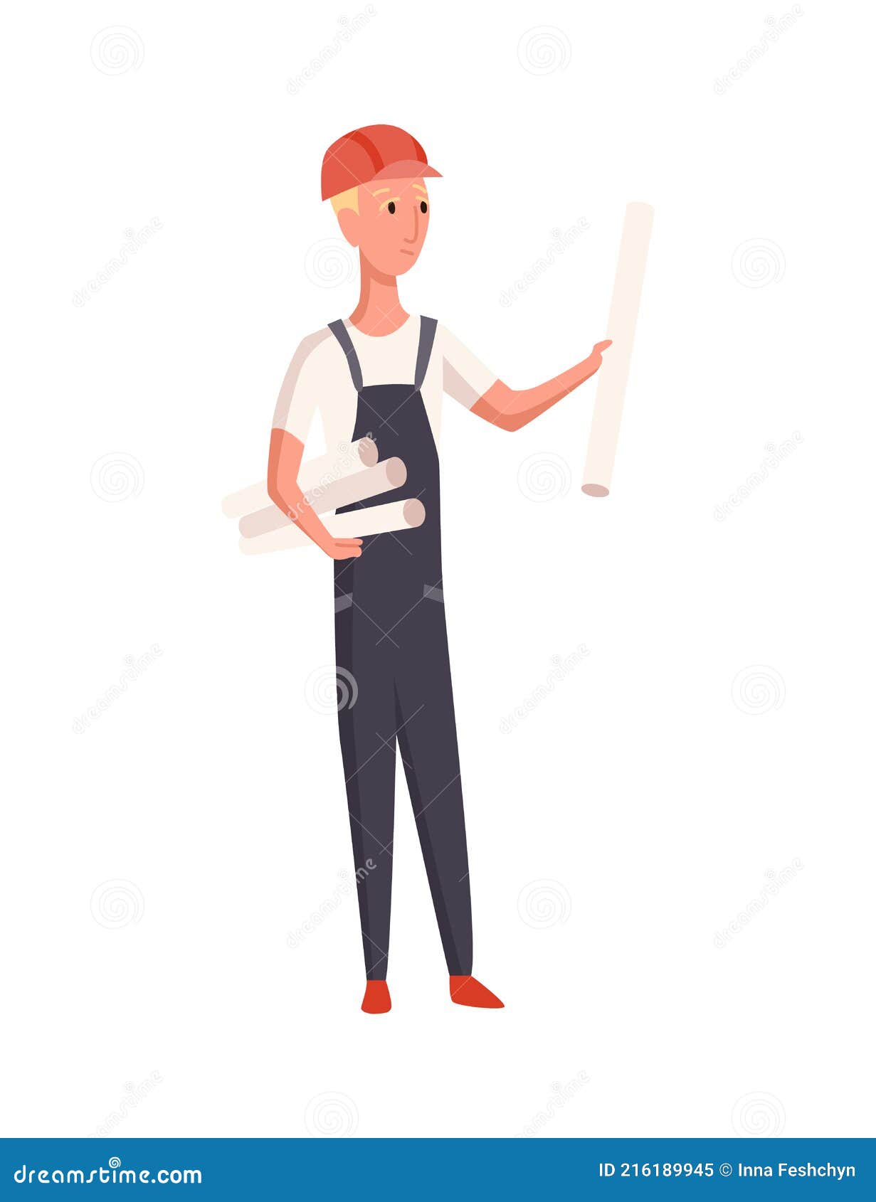 Builder Or Architect. Professional Character. Male Engineer Or Worker ...