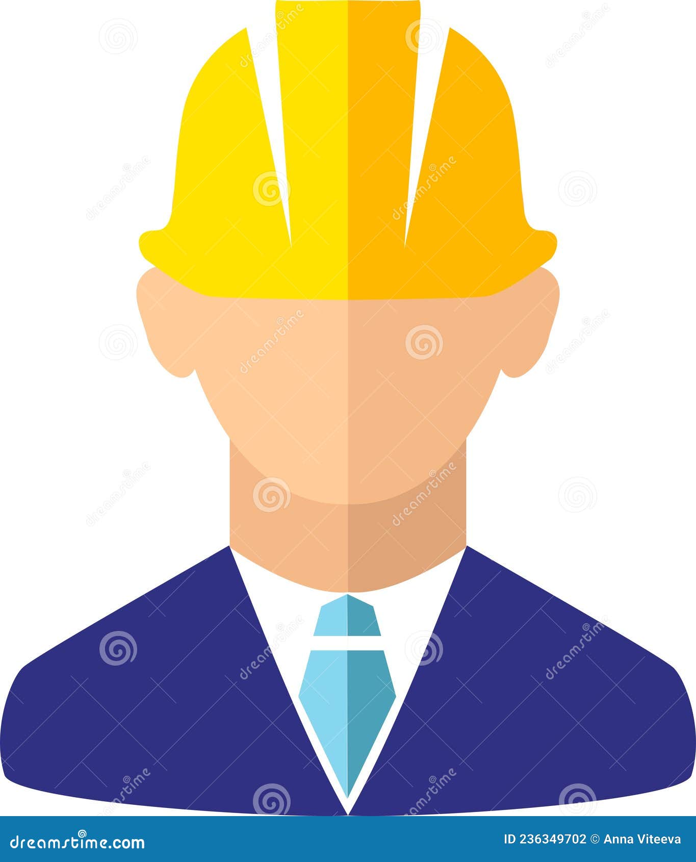 Builder Avatar in Safety Helmet in Flat Style Icon Stock Vector ...