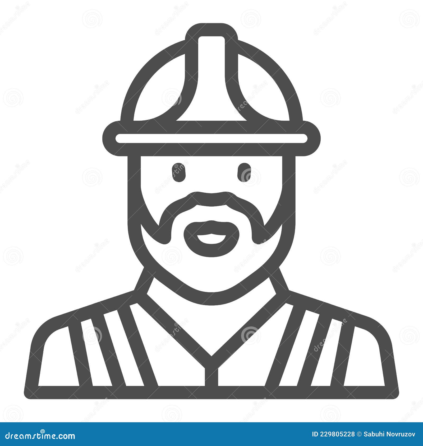 Builder With Beard In Helmet Solid Icon, Profession Concept ...