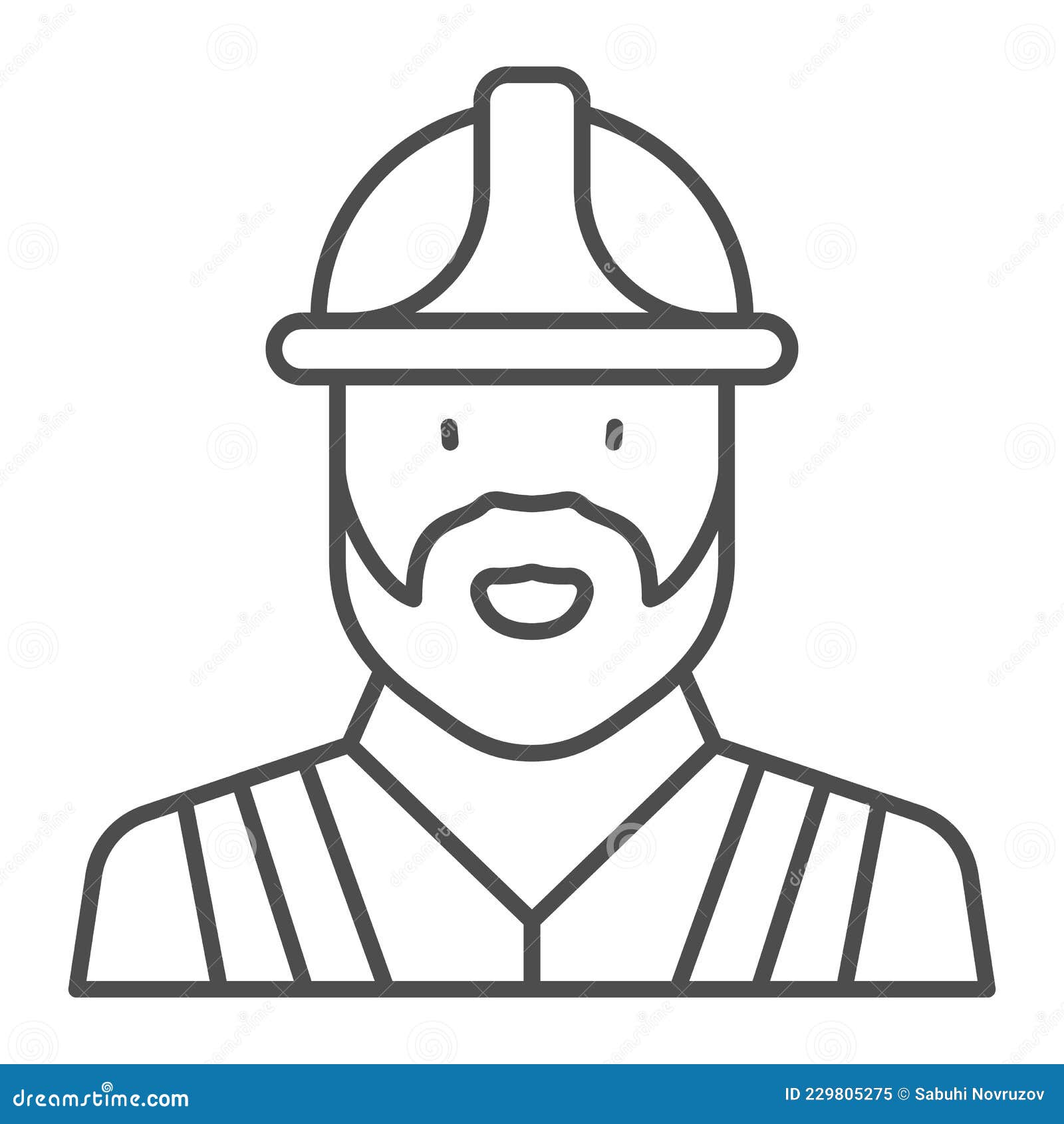 Builder With Beard In Helmet Solid Icon, Profession Concept ...