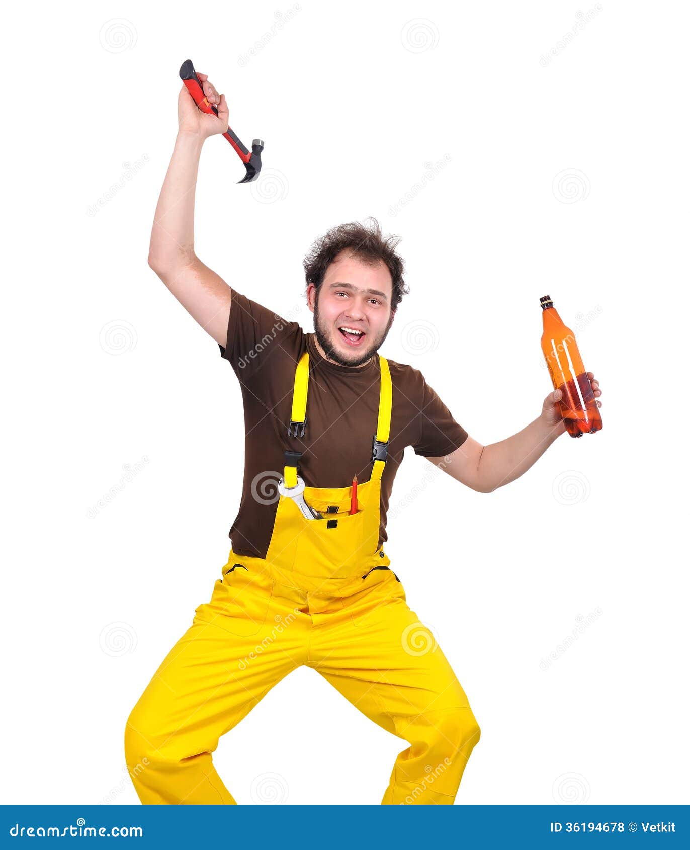 Builder with beer stock photo. Image of entrepreneur - 36194678