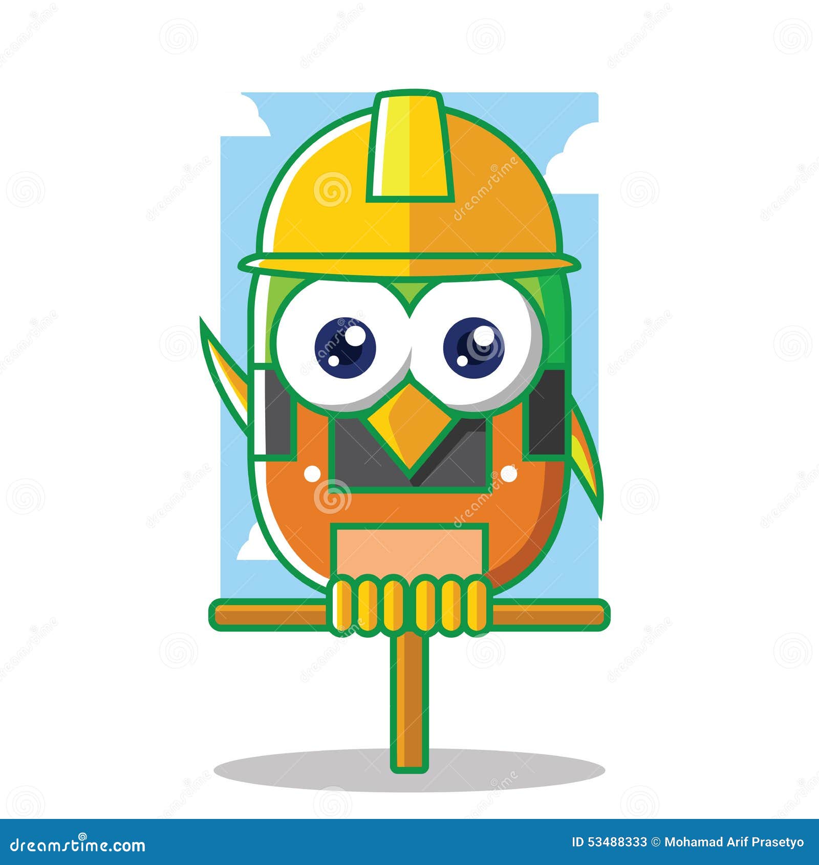 Builder Bird with Yellow Hardhat Stock Illustration - Illustration of ...