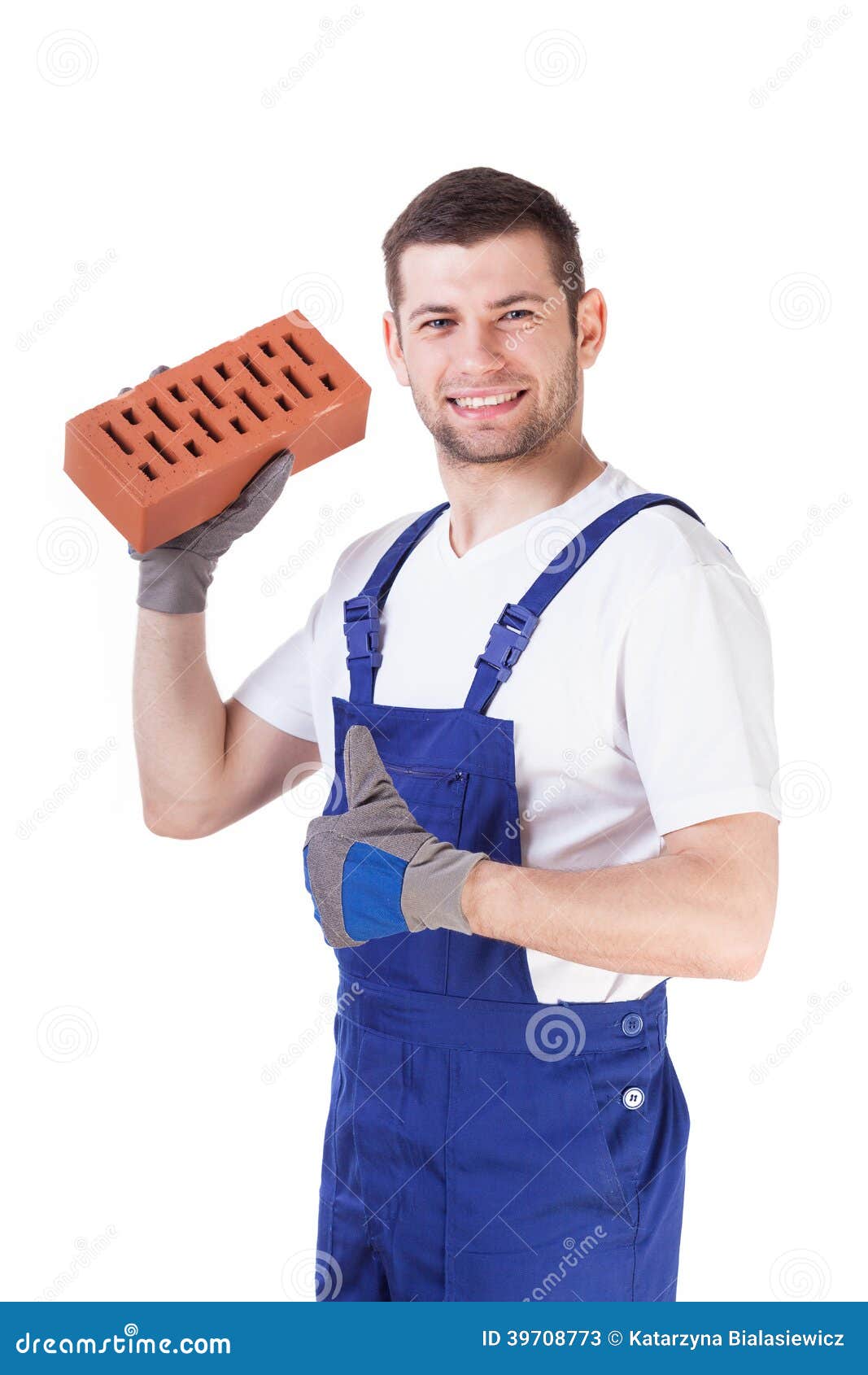 Builder with brick in hand stock image. Image of master - 39708773