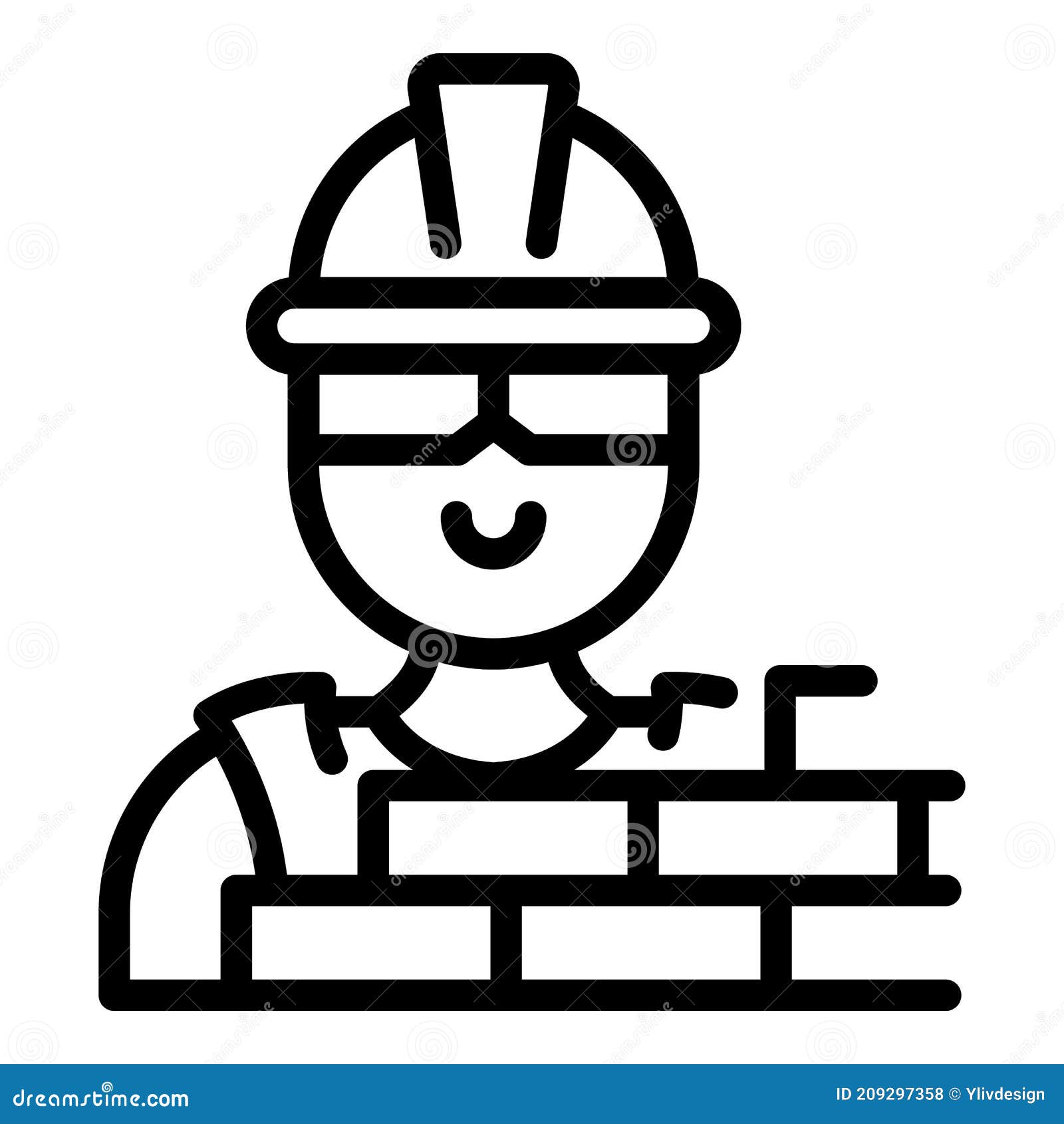 Builder And Brick Wall. Erector And Wall. Building Icon Symbol Vector ...