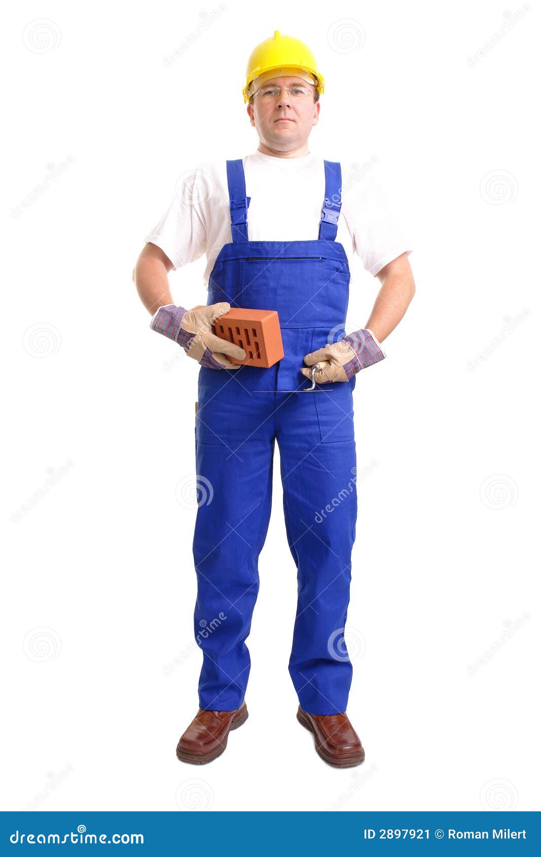 Builder with Brick and Trowel Stock Image - Image of jump, house: 2897921