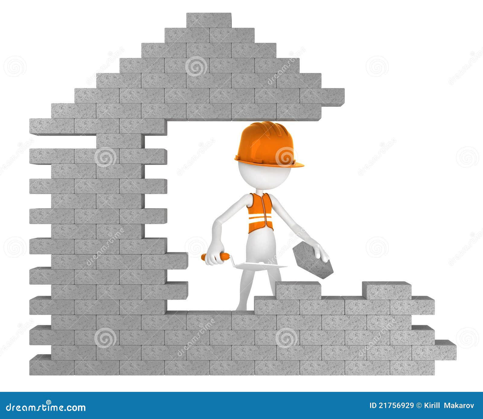 Builder building a house stock illustration. Illustration of figure ...