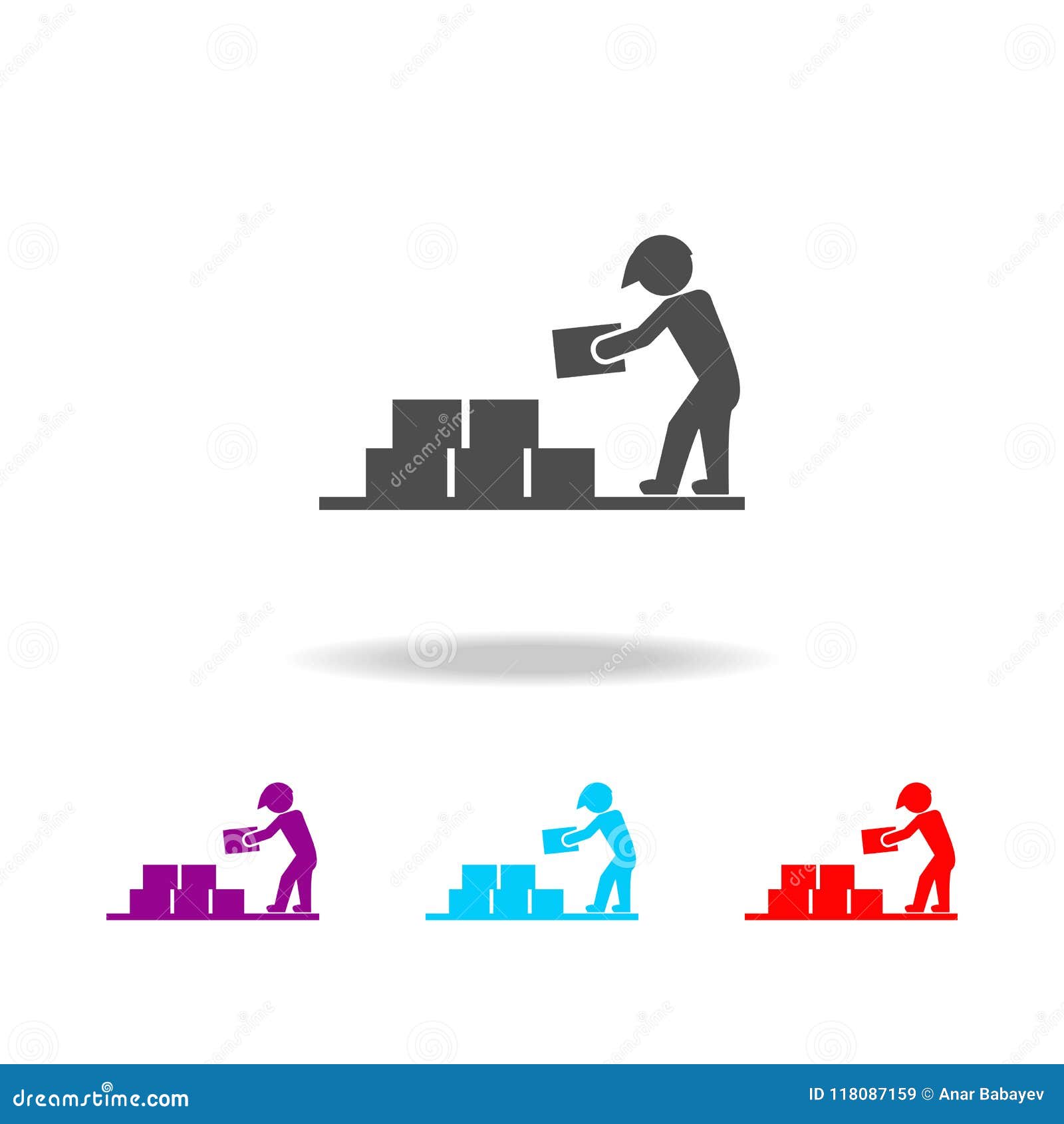 Builder with Building Materials Icon. Elements of Construction ...