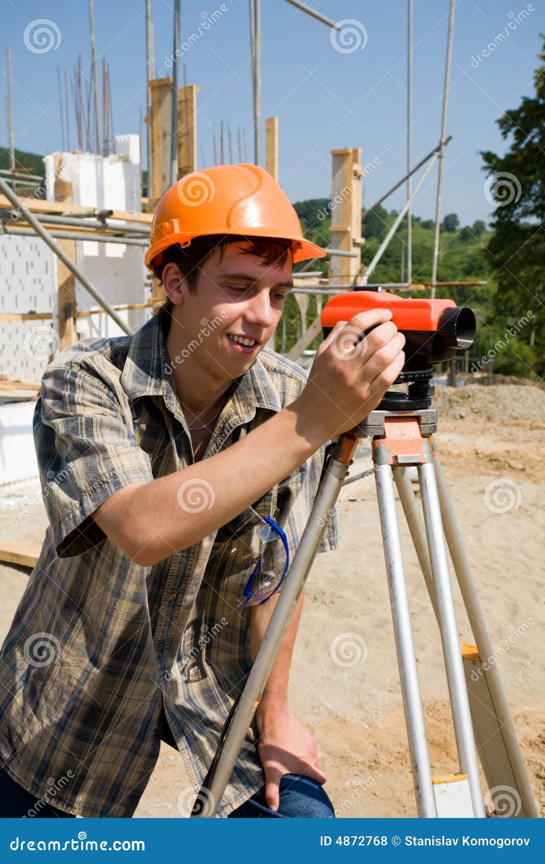 Builder Building Workplace.level Stock Photo - Image of foreman ...
