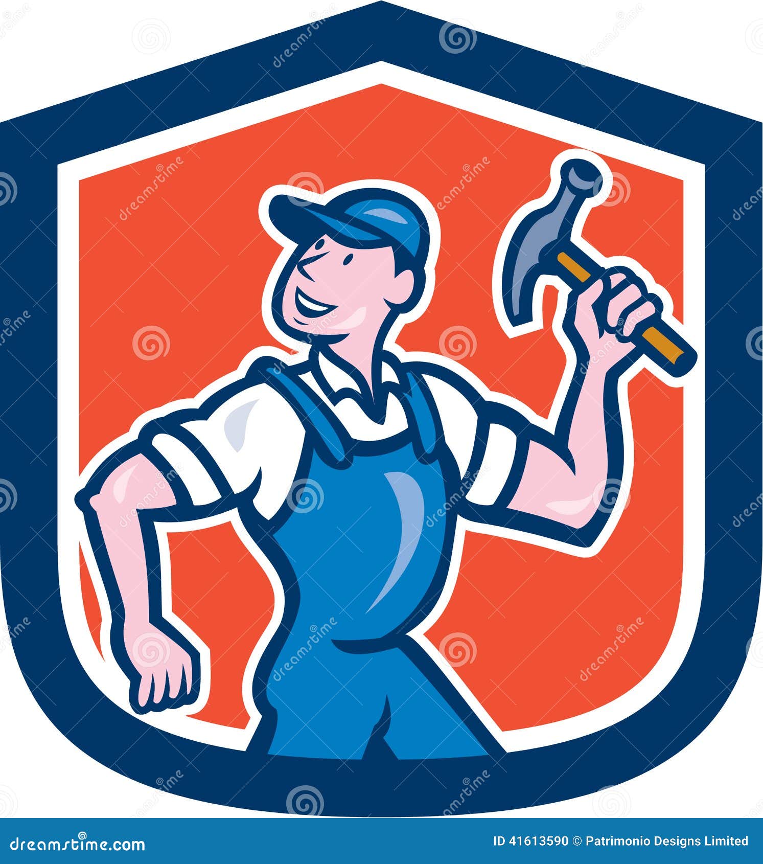 Builder Carpenter Holding Hammer Cartoon Stock Vector - Illustration of ...