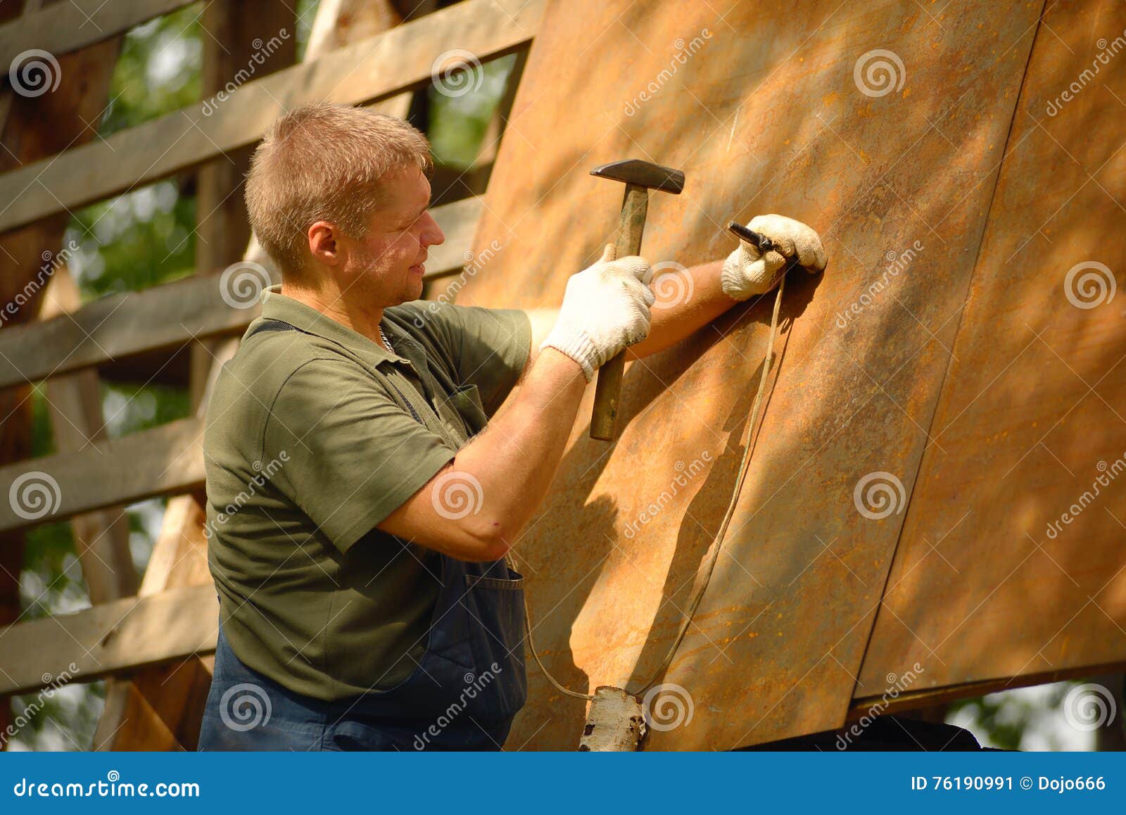 Builder or Carpenter Working and Builds a Roof Stock Image - Image of ...
