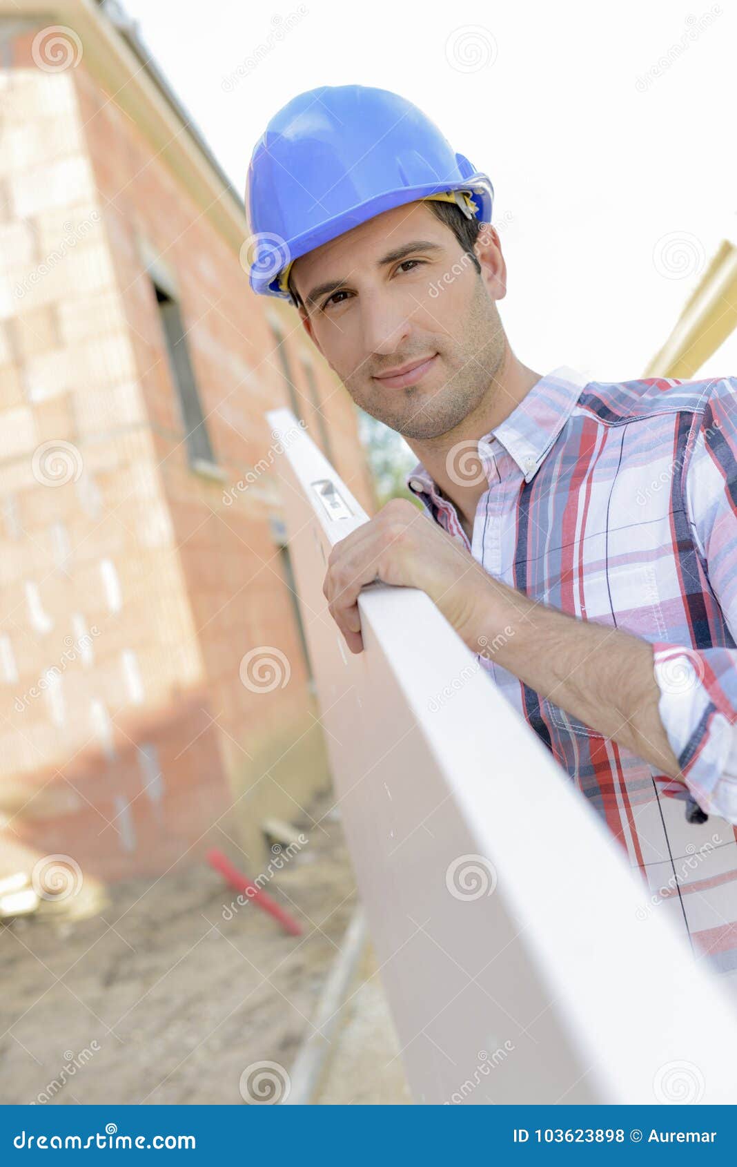 Builder Carrying Large Plank Wood Stock Photo - Image of building ...