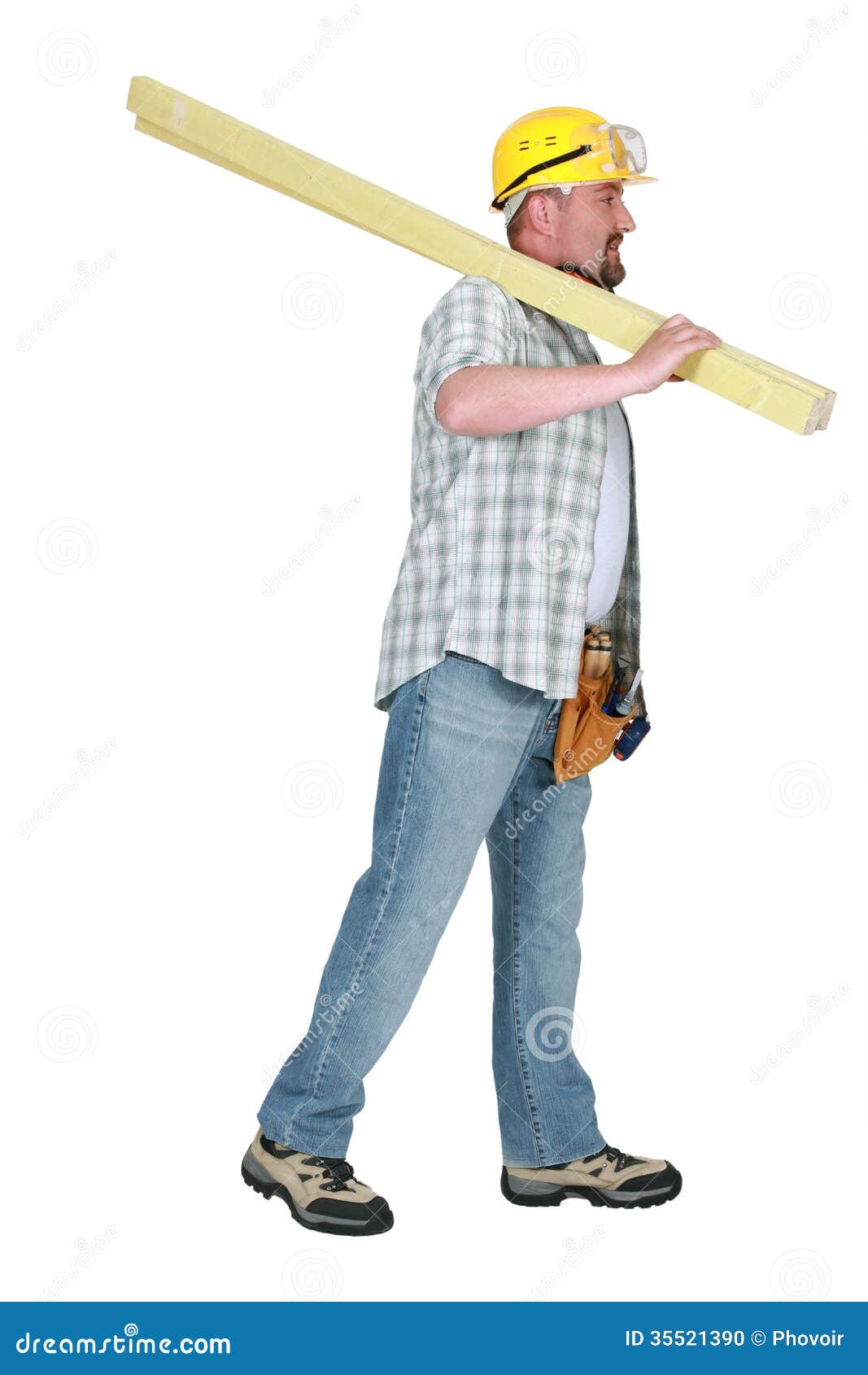 Builder carrying timber stock photo. Image of portrait - 35521390
