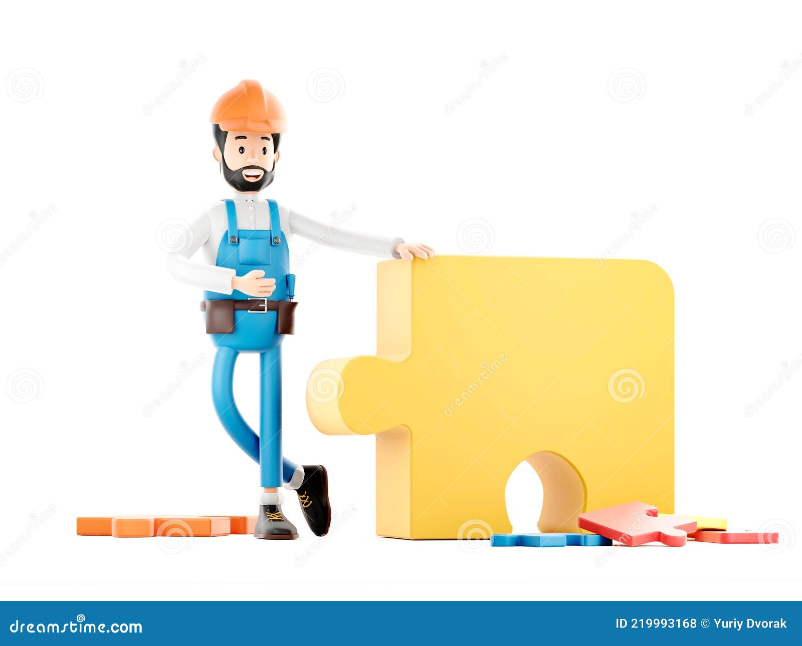 Builder Cartoon Character, Funny Worker or Engineer with Puzzle ...