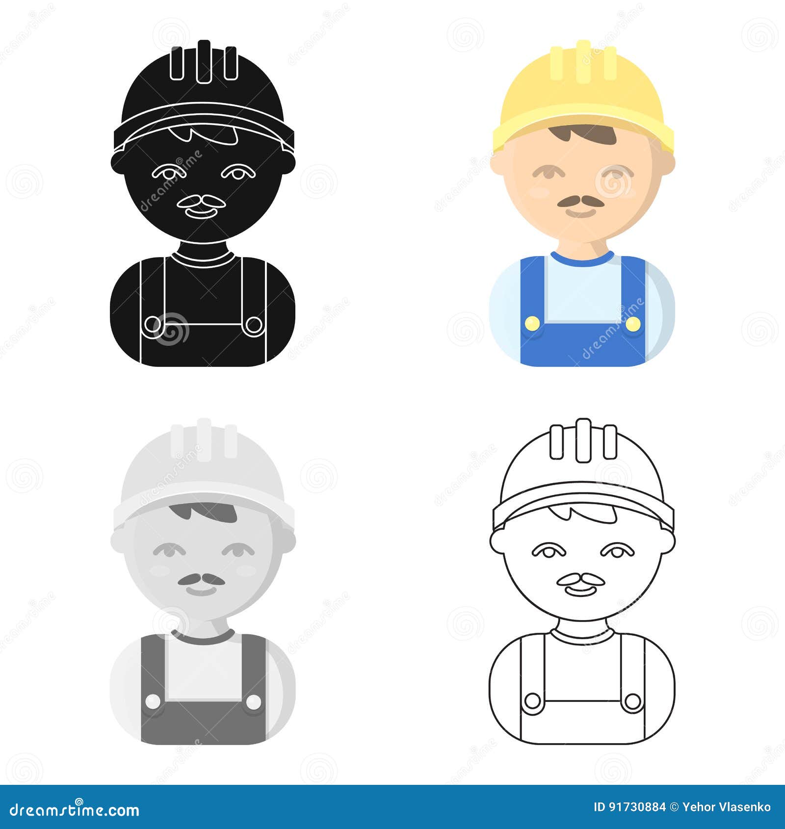 Builder Cartoon Icon. Illustration for Web and Mobile Design. Stock ...
