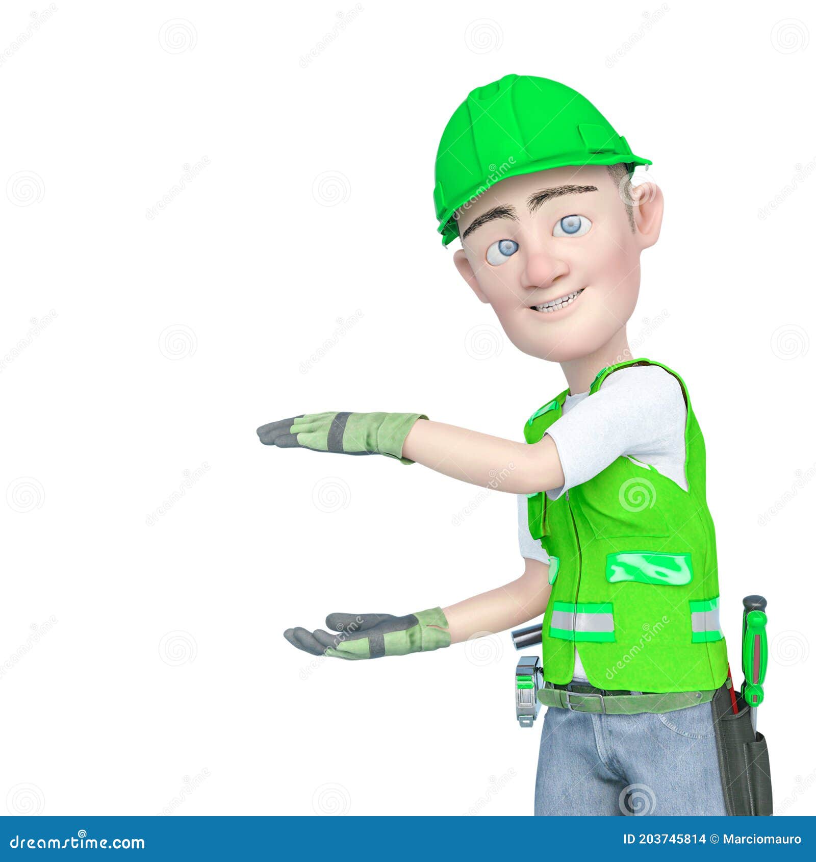 Builder Cartoon Character, Set Of Three Poses Vector Illustration ...